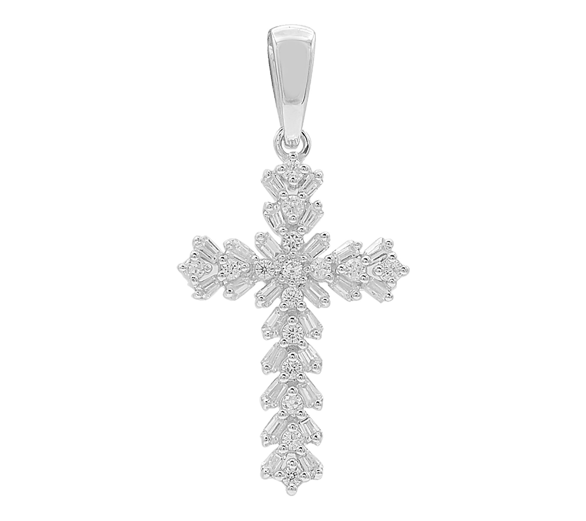 Affinity Diamonds 0.25 cttw Cross Necklace, 14KWhite Gold - QVC.com