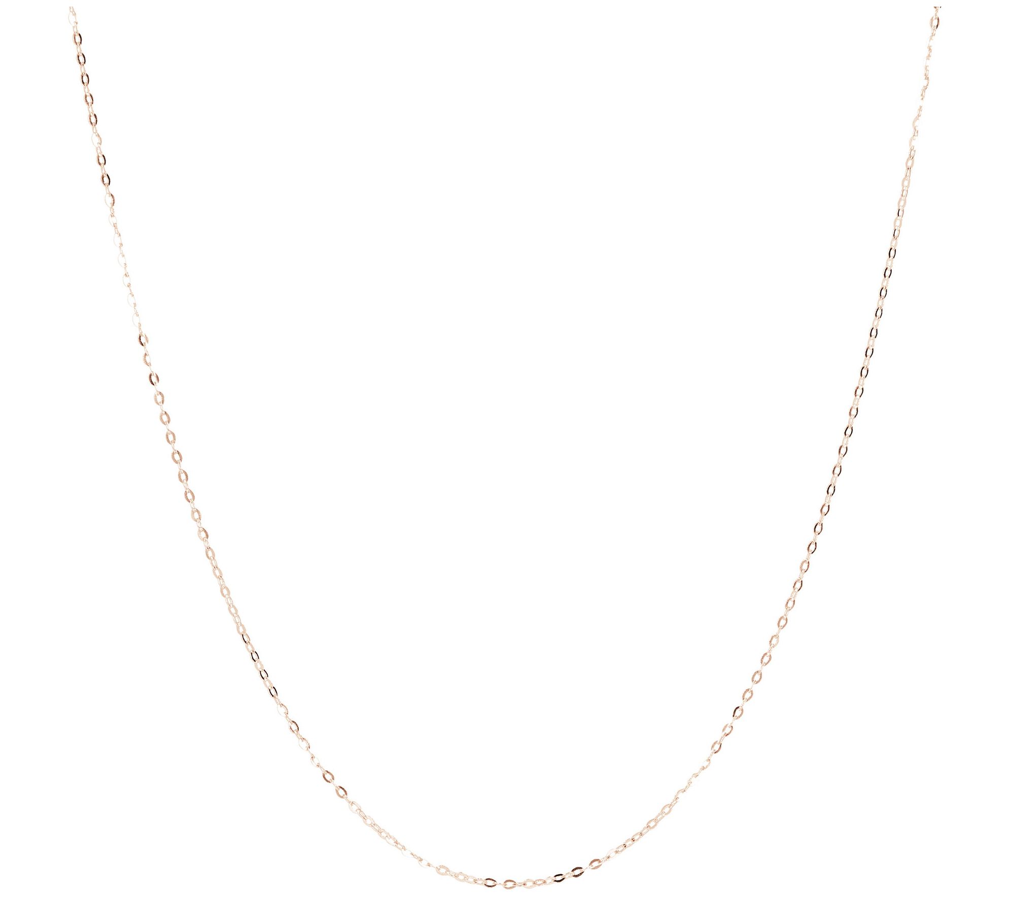 Milor Gold 14K Adjustable 16" Diamond Cut FlatOval Link Chain - QVC.com