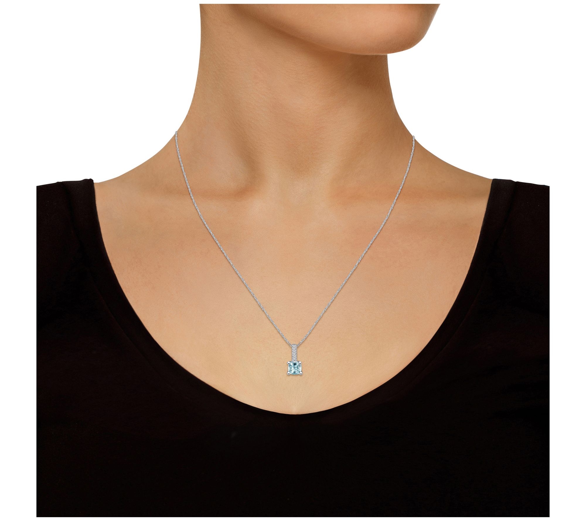 Affinity Gems Aquamarine & Diamond Pendant w/ Chain, 14K Gold - QVC.com