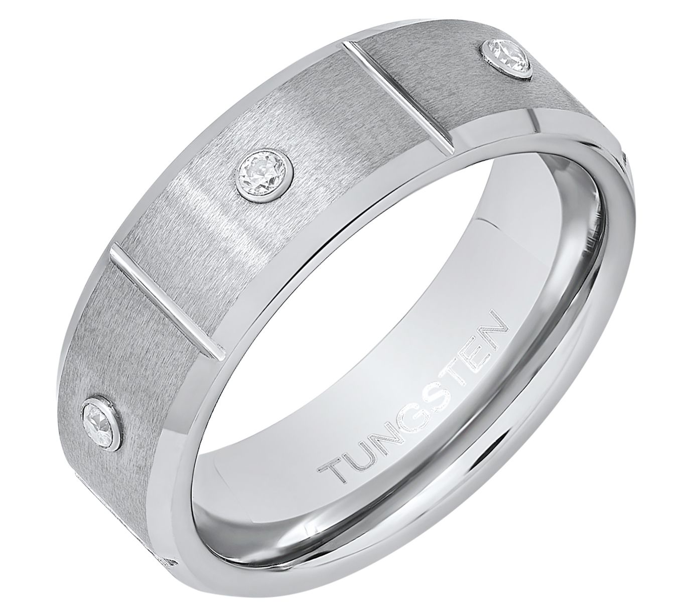 Steel By Design Men's Cubic Zirconia Tungsten Band Ring - QVC.com