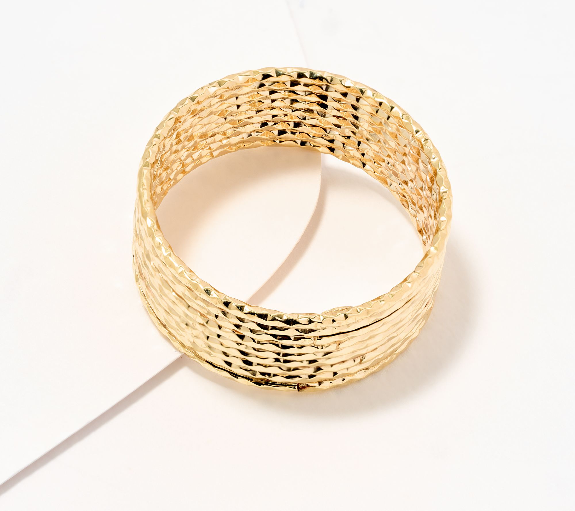 "As Is" David Markstein 14K Gold Diamond Cut Multi Layer Ring - QVC.com