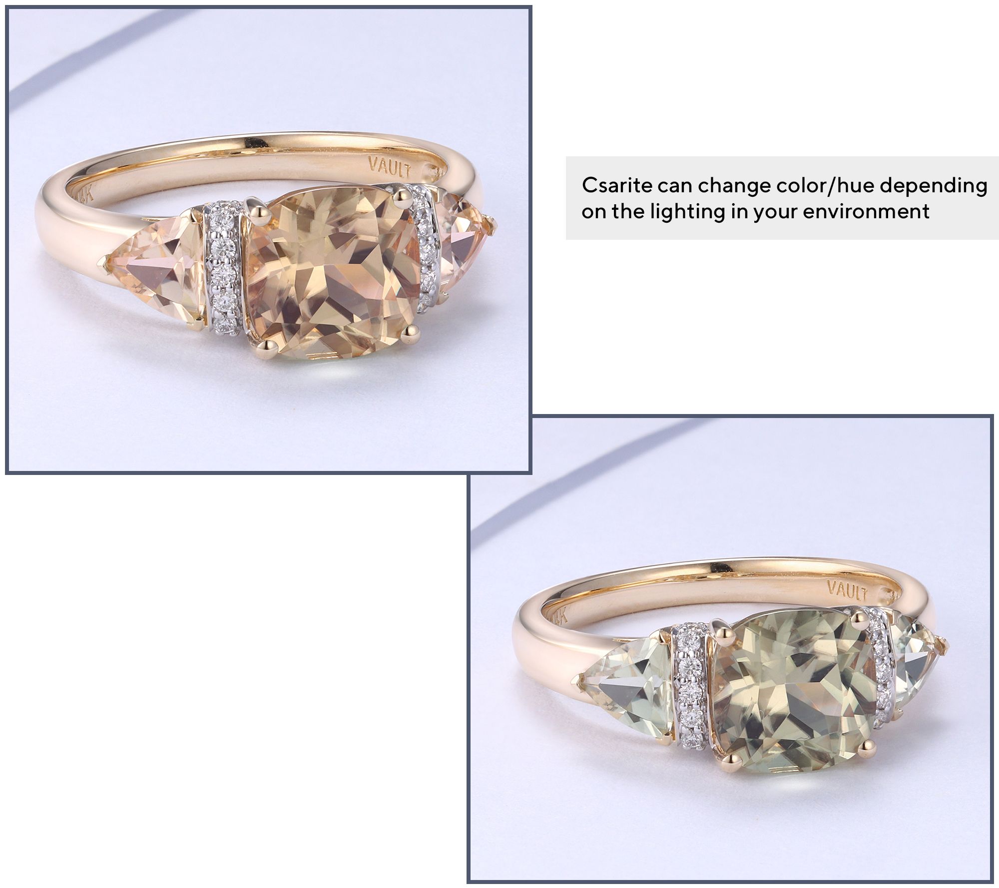 "As Is" Vault Discoveries 3.2 ct Csarite & Diamond Ring, 14K Gold - QVC.com