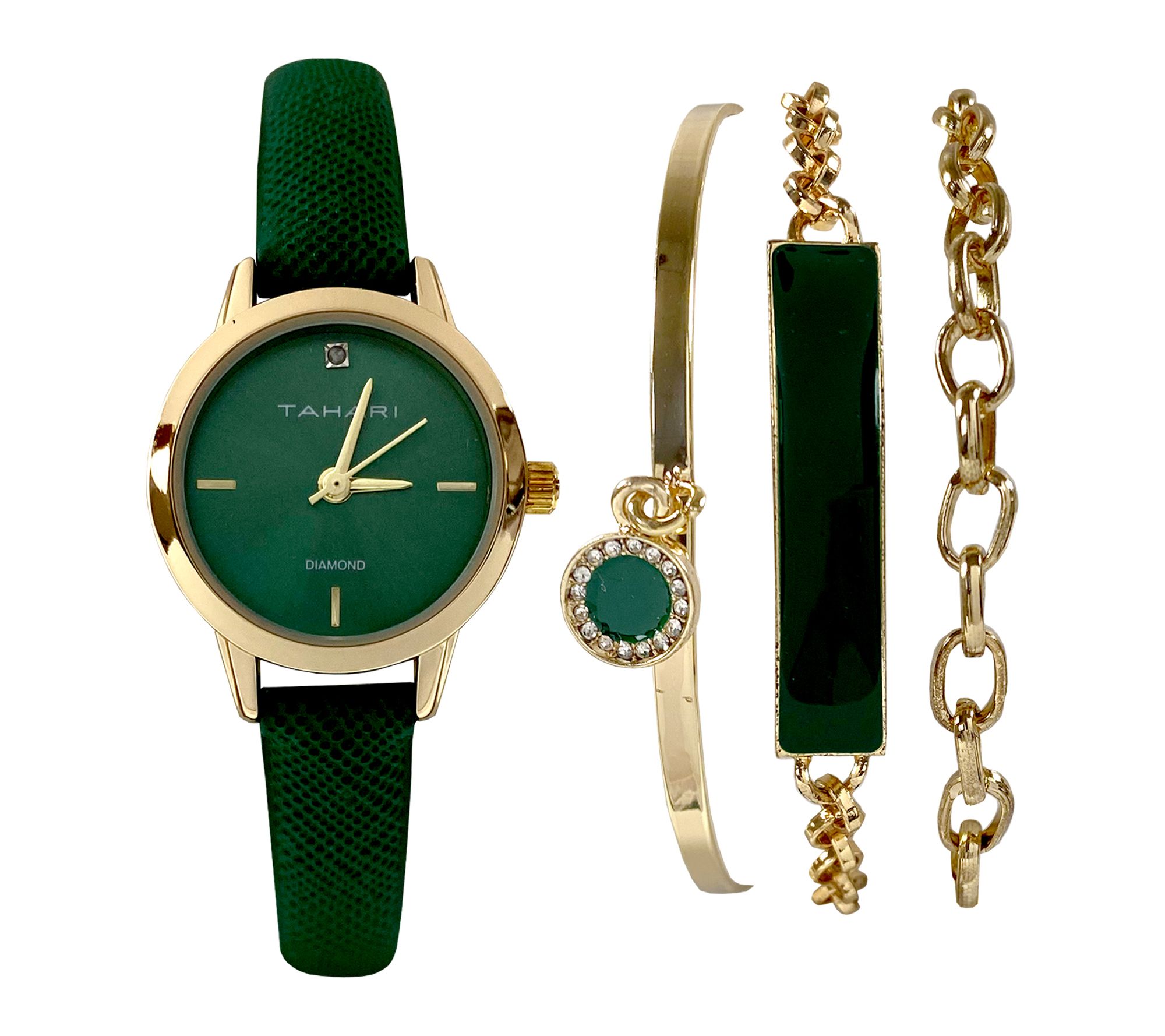 Tahari Women's Goldtone 4 Piece Bracelet & Watch Set - QVC.com