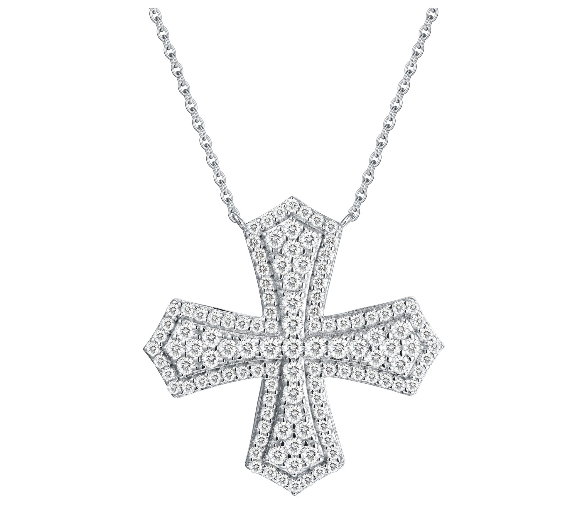 Diamonique x Jennifer Miller Pave Cross Necklace, Sterling - QVC.com