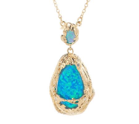 Smithsonian Simulated Opal Pendant Necklace - QVC.com