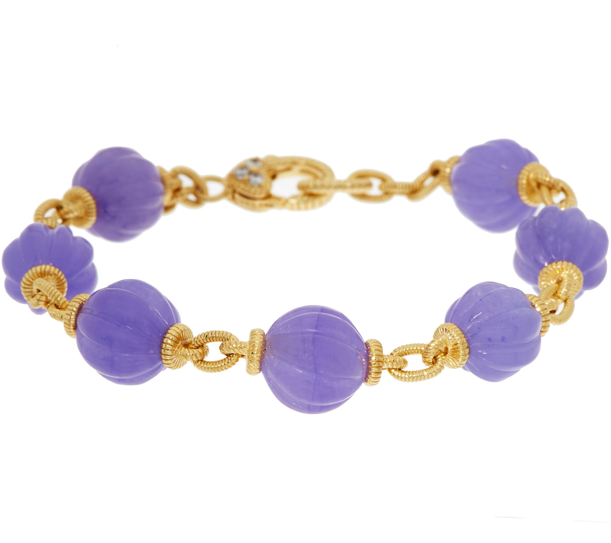 Judith Ripka 14K Clad_Fluted Jade Bead 8" Bracelet - QVC.com