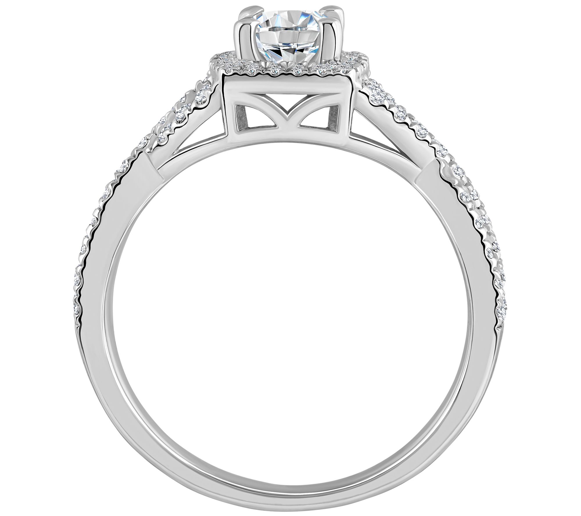 Affinity 0.85 cttw Diamond Halo Engagement Ring , 14K Gold - QVC.com