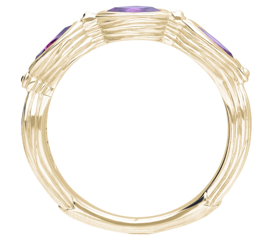 Ariva 14K Gold Clad Three Stone Amethyst Ring - QVC.com