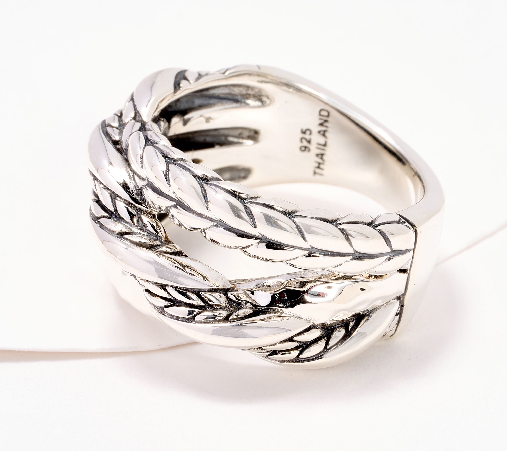 "As Is" JAI Sterling Silver Crossover Textured Ring - QVC.com