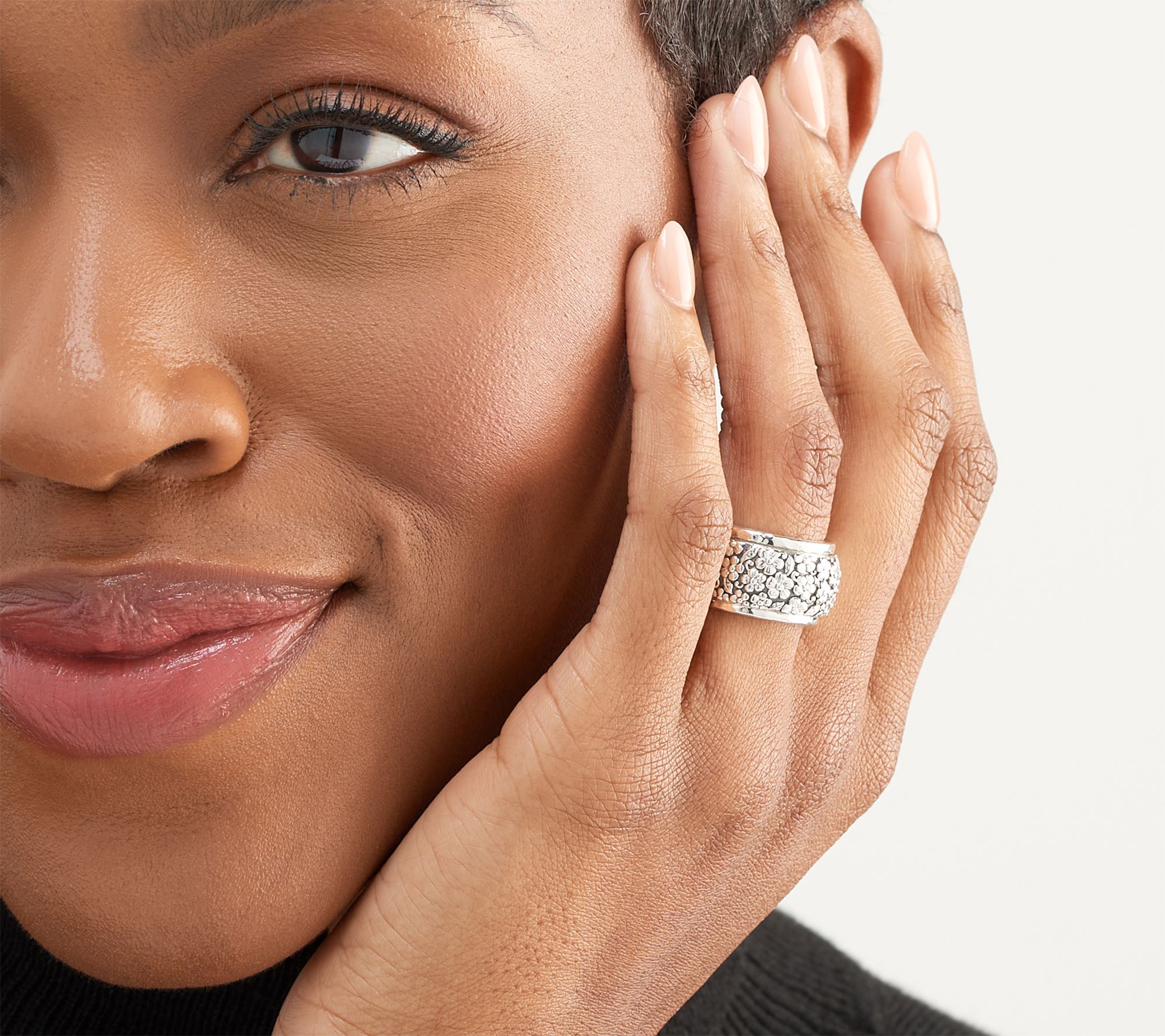 "As Is" JAI Sterling Silver Artisan Textured Spinner Ring - QVC.com