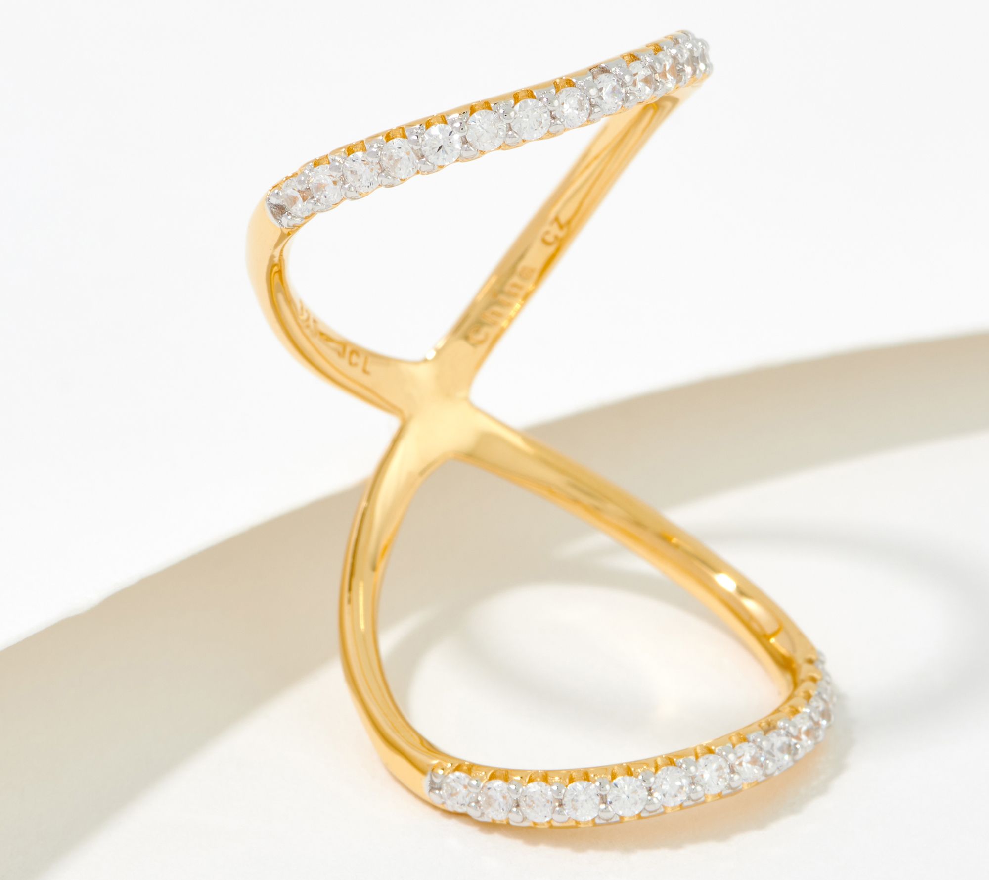 "As Is" Diamonique x Jennifer Miller Criss Cross Pave Ring,Sterl - QVC.com