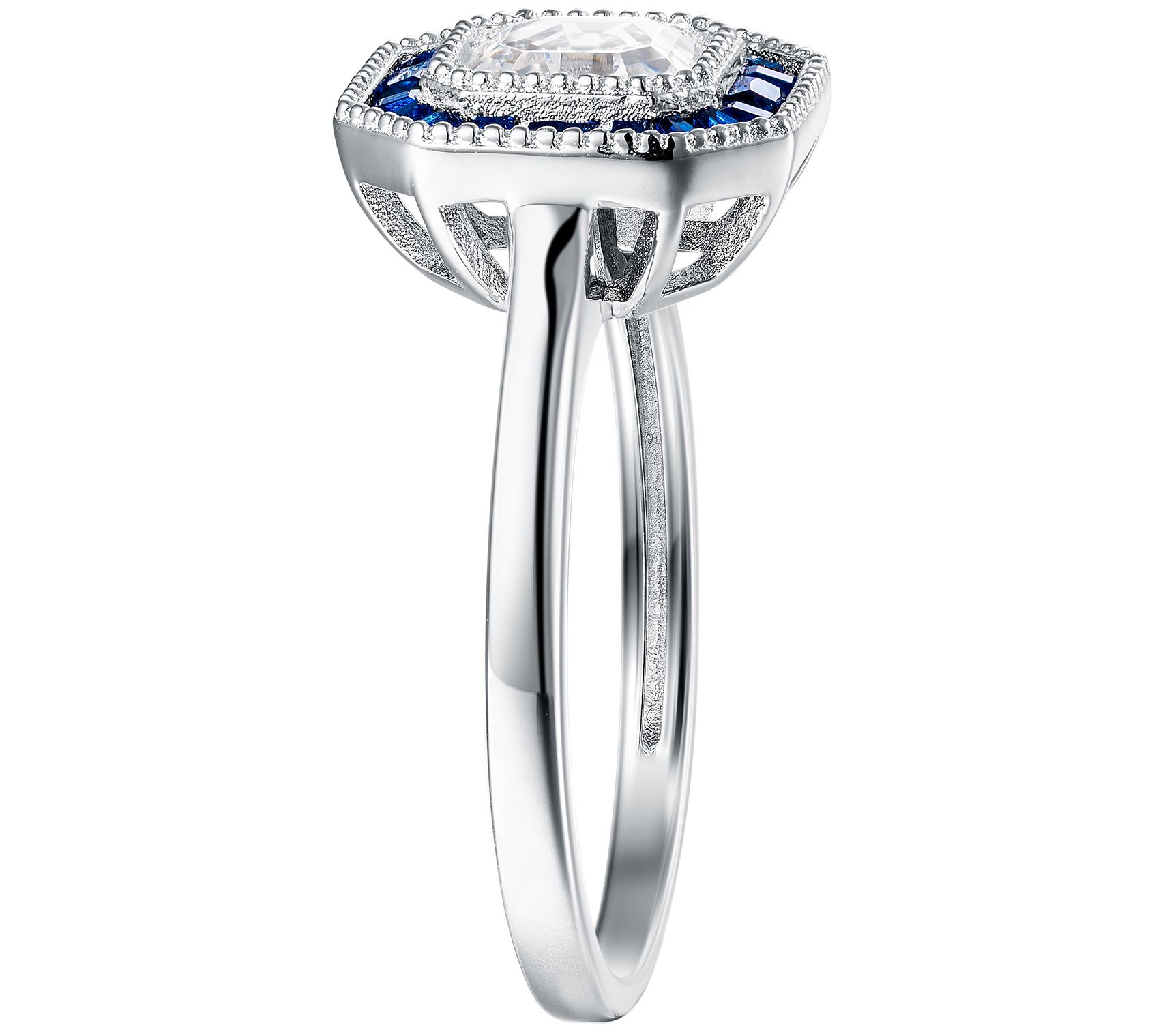 Diamonique X Jennifer Miller Halo Engagement Ring, Sterling - QVC.com