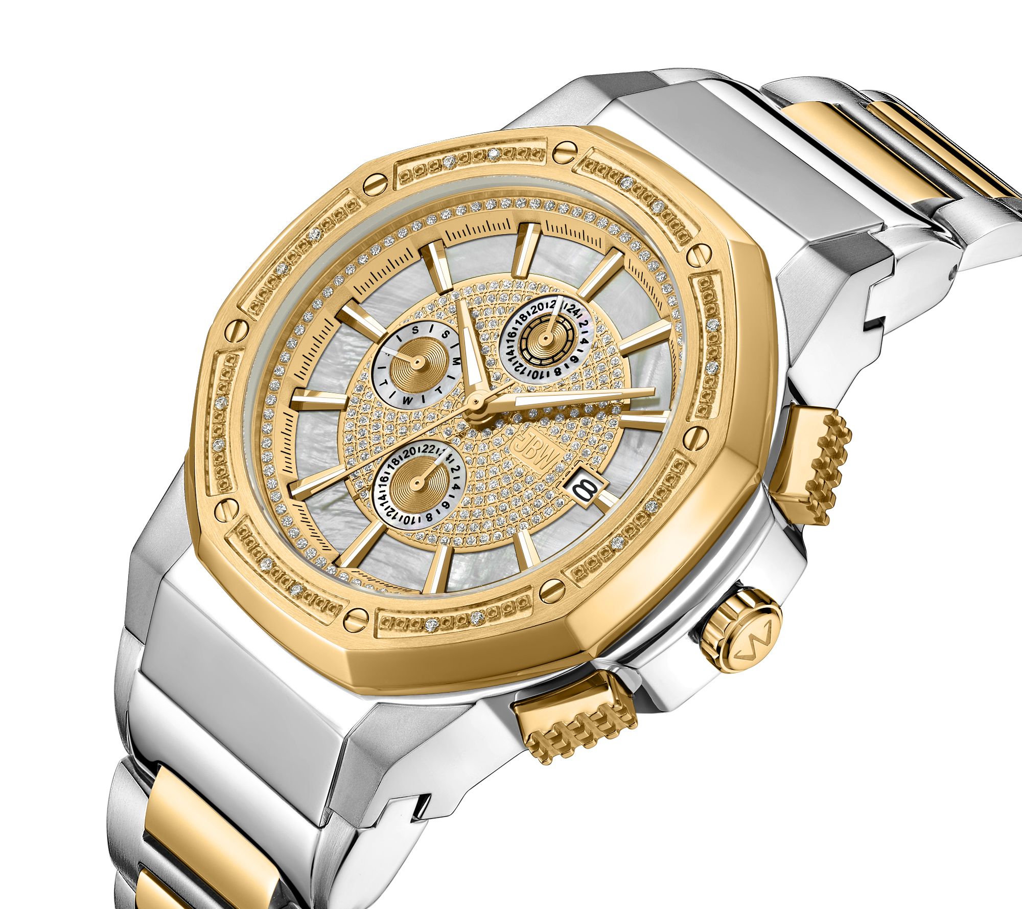 JBW Men's Saxon Two-Tone Stainless Steel Diamond Watch - QVC.com