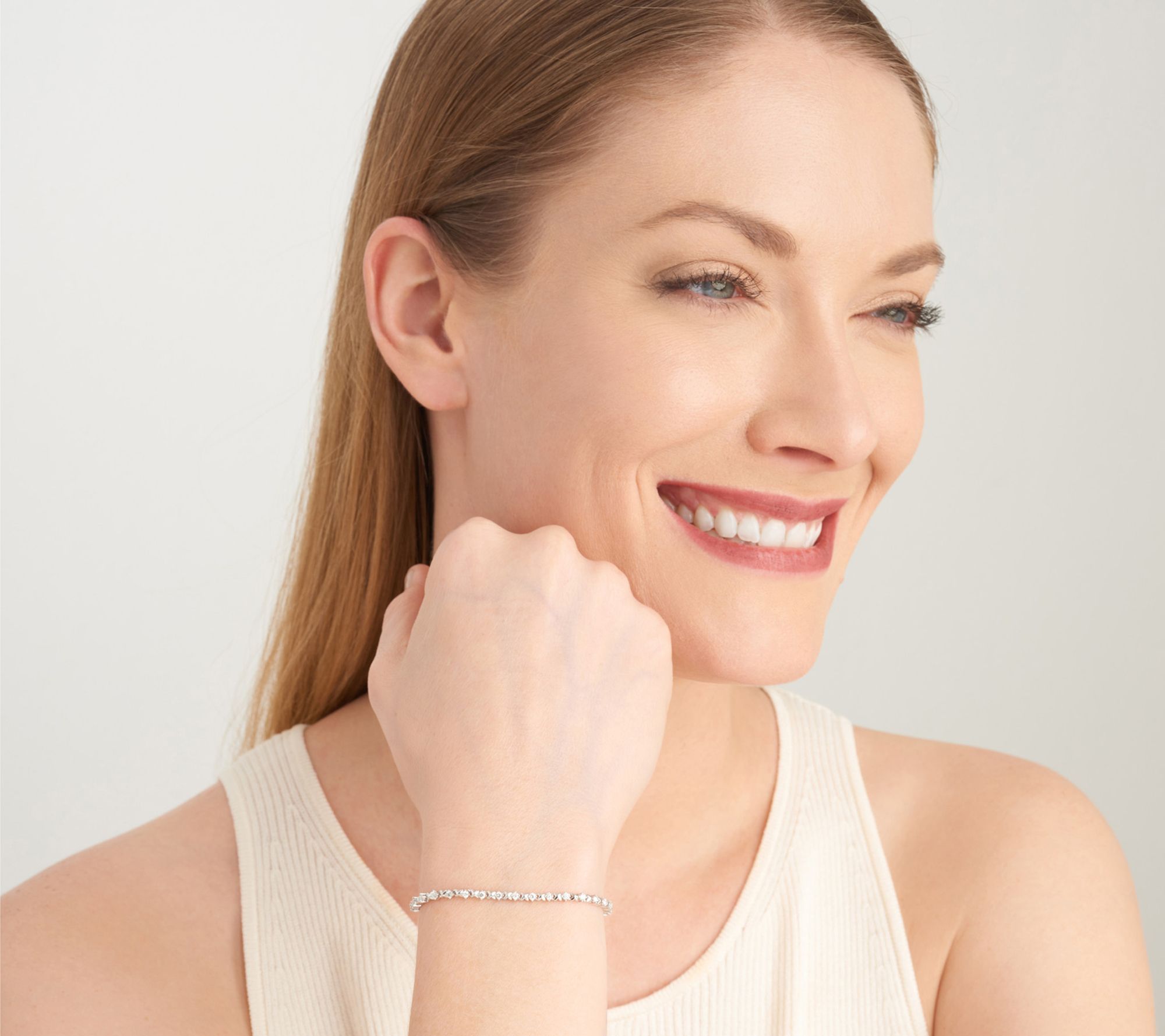 LuxLab 1.00 cttw Grown Diamond "xo" Tennis Brac elet, Sterling - QVC.com