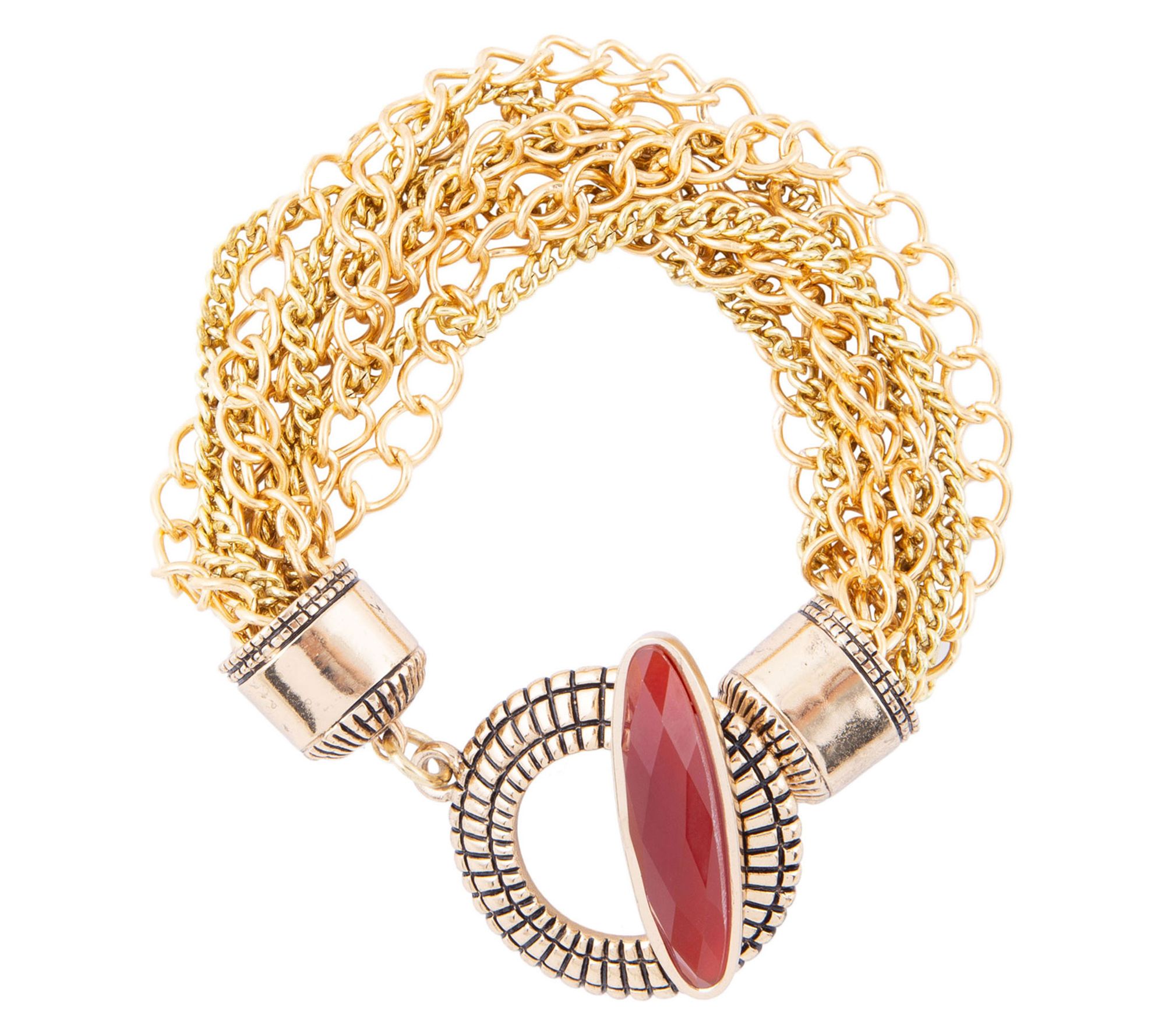 Barse Artisan Crafted Bronze Orange Carnelian Chain Bracelet - QVC.com