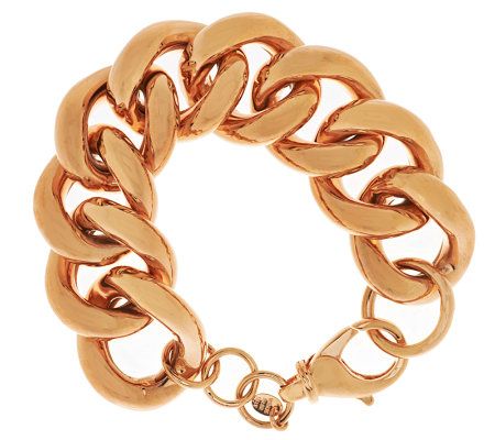 Bronze Bold Polished Curb Link Bracelet by Bronzo Italia - QVC.com