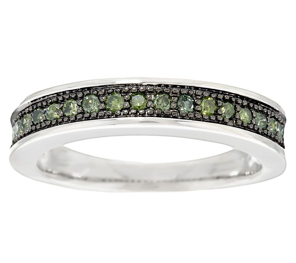 Color Band Diamond Ring, Sterling, 1/4 cttw by Affinity - QVC.com