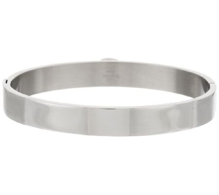 Stainless Steel Crystal Initial Bangle Bracelet - QVC.com