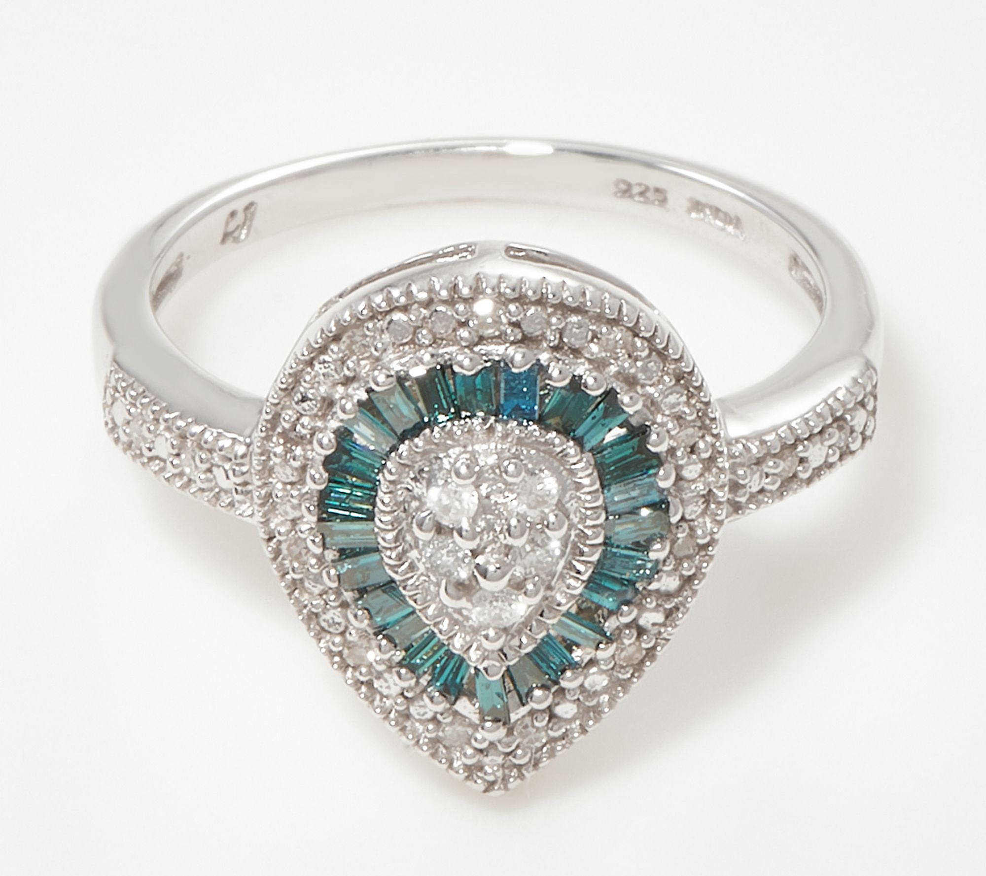 "As Is" Affinity Sterling Silver Diamond Pear Shaped Ring - QVC.com