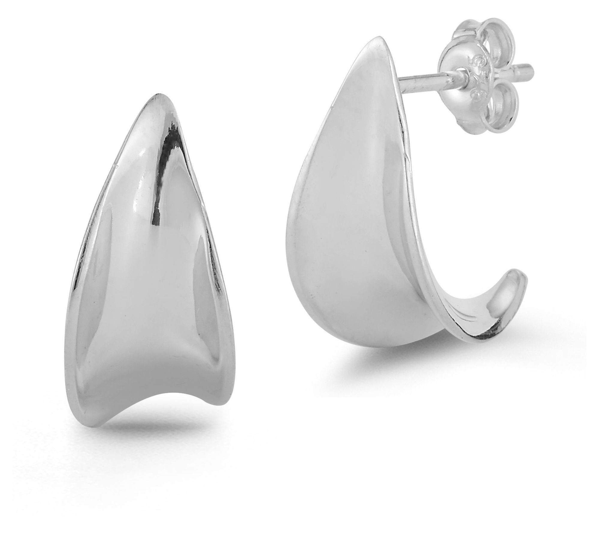Sterlina Silver Concave Half Hoop Earrings, Sterling - QVC.com