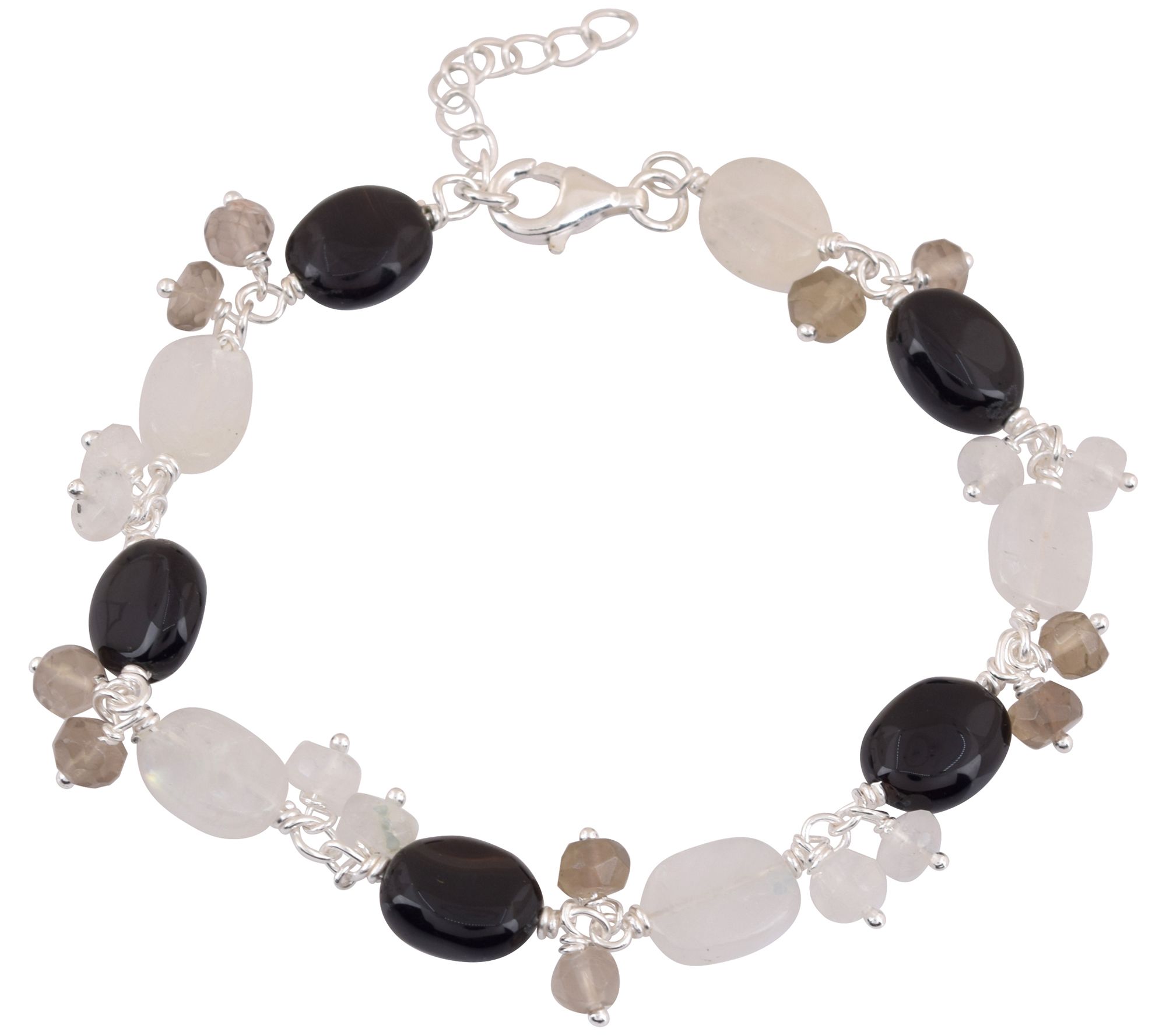 Sterling Silver Multi-Gemstone Beaded Bracelet - QVC.com