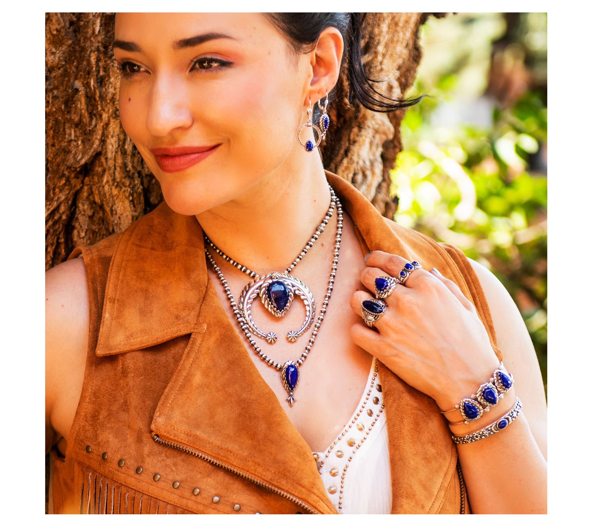 "As Is" American West Sterling Silver Pear Gemstone Rope Cuff - QVC.com