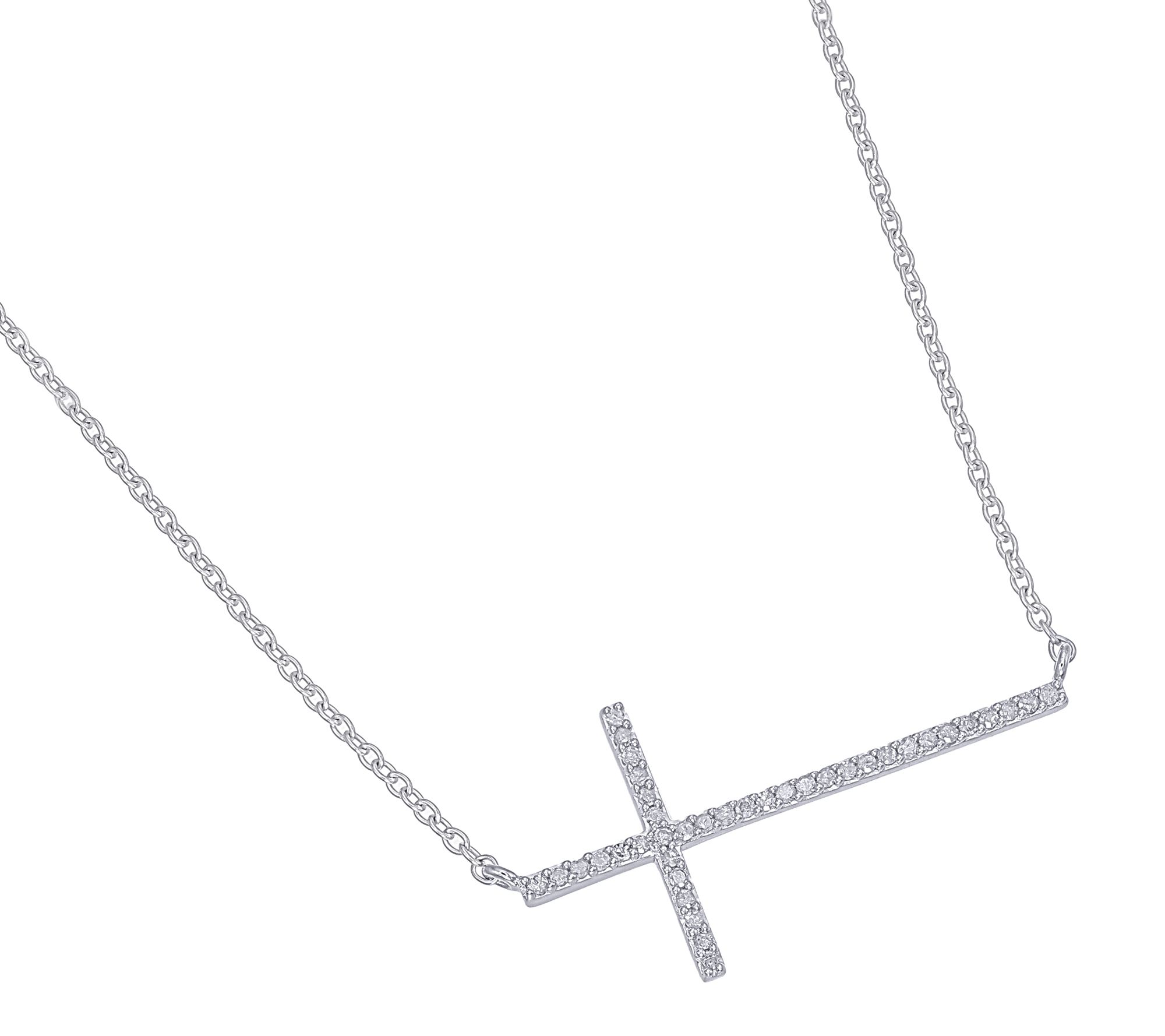 Accents by Affinity Diamond Cross Necklace, Sterling Silver - QVC.com