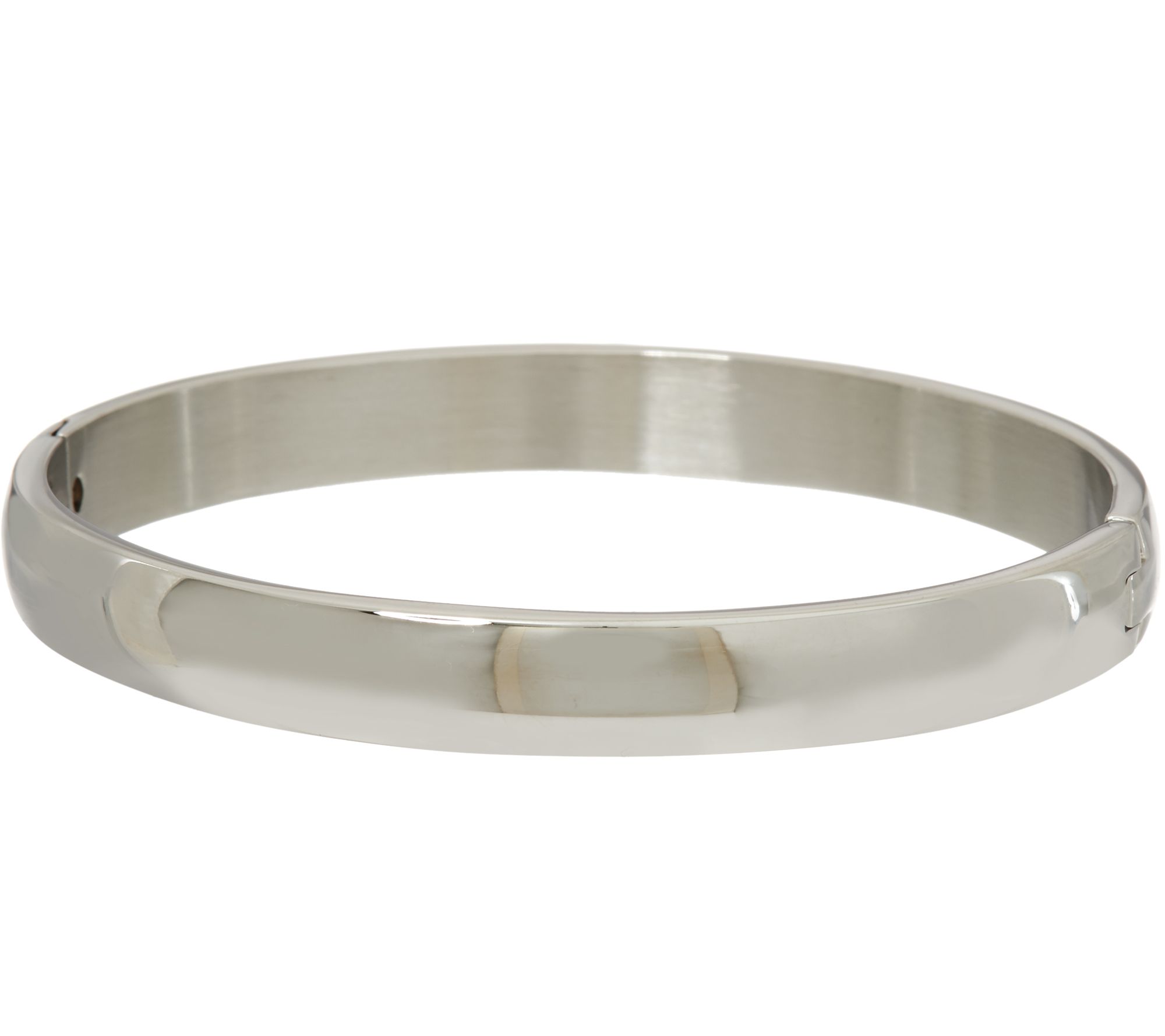 Stainless Steel Crystal and Bead Design Hinged Bangle Bracelet - QVC.com