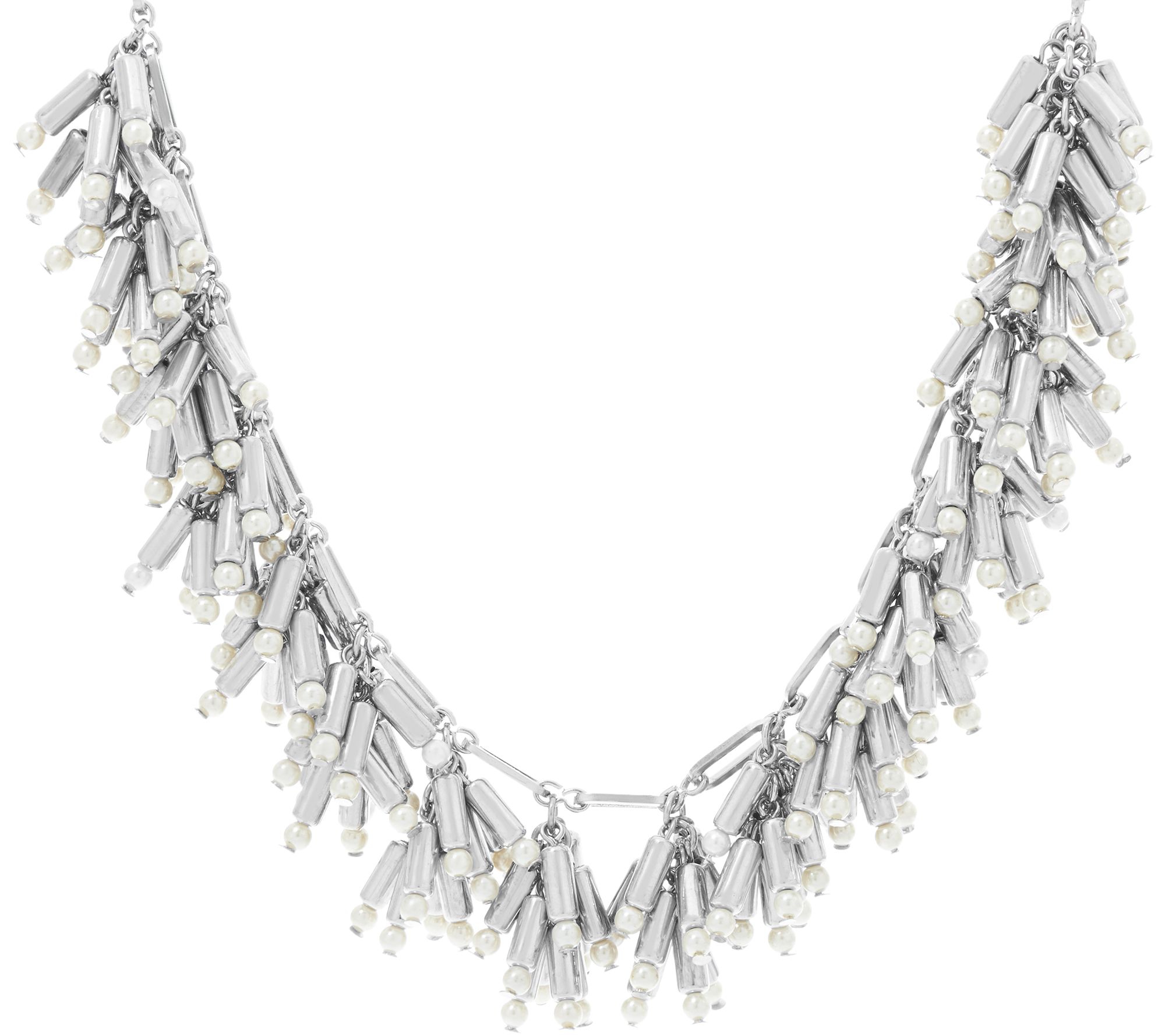 "As Is" Dangle Stick Cluster Necklace with Simulated Pearl Accents ...