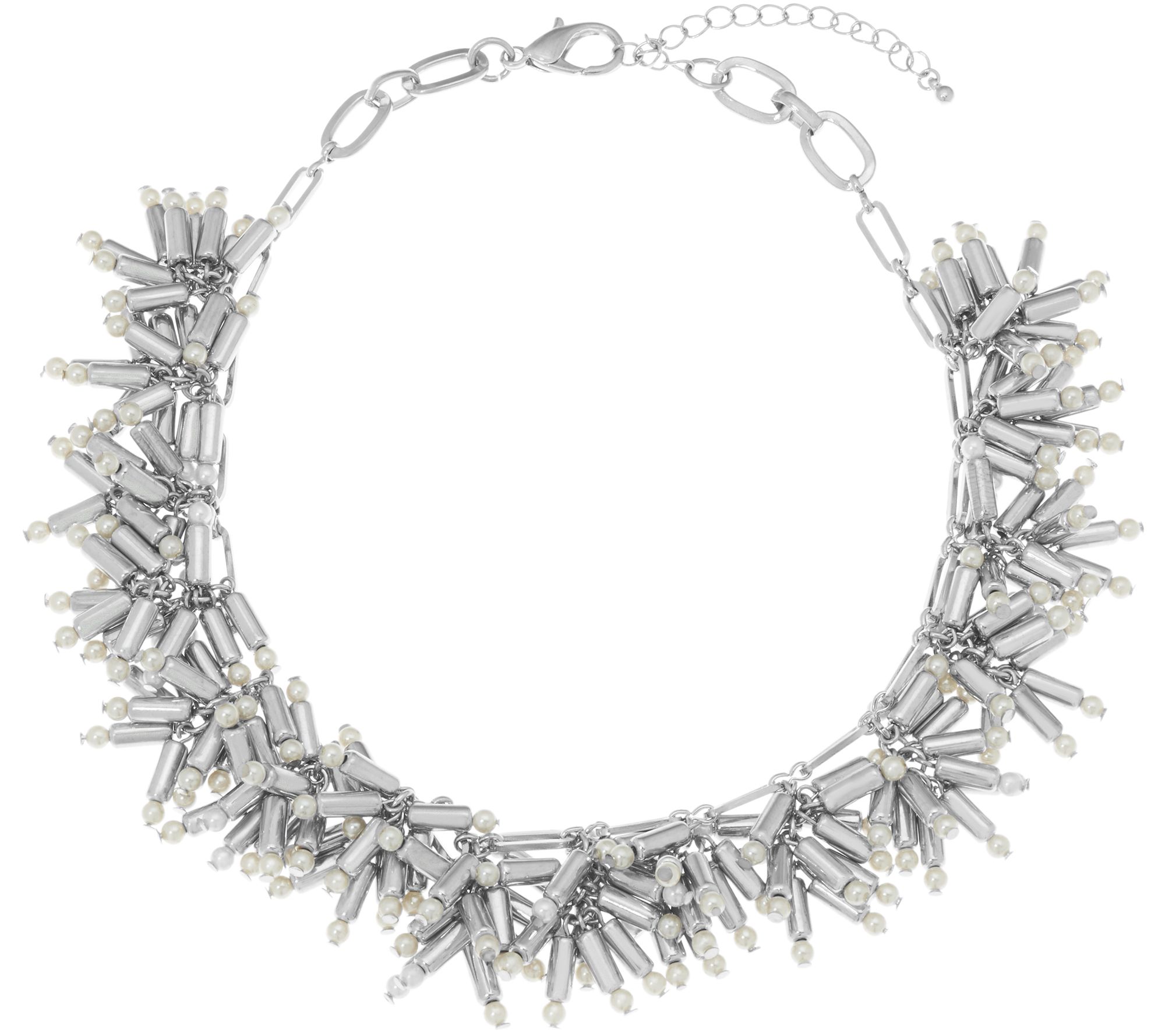 "As Is" Dangle Stick Cluster Necklace with Simulated Pearl Accents ...