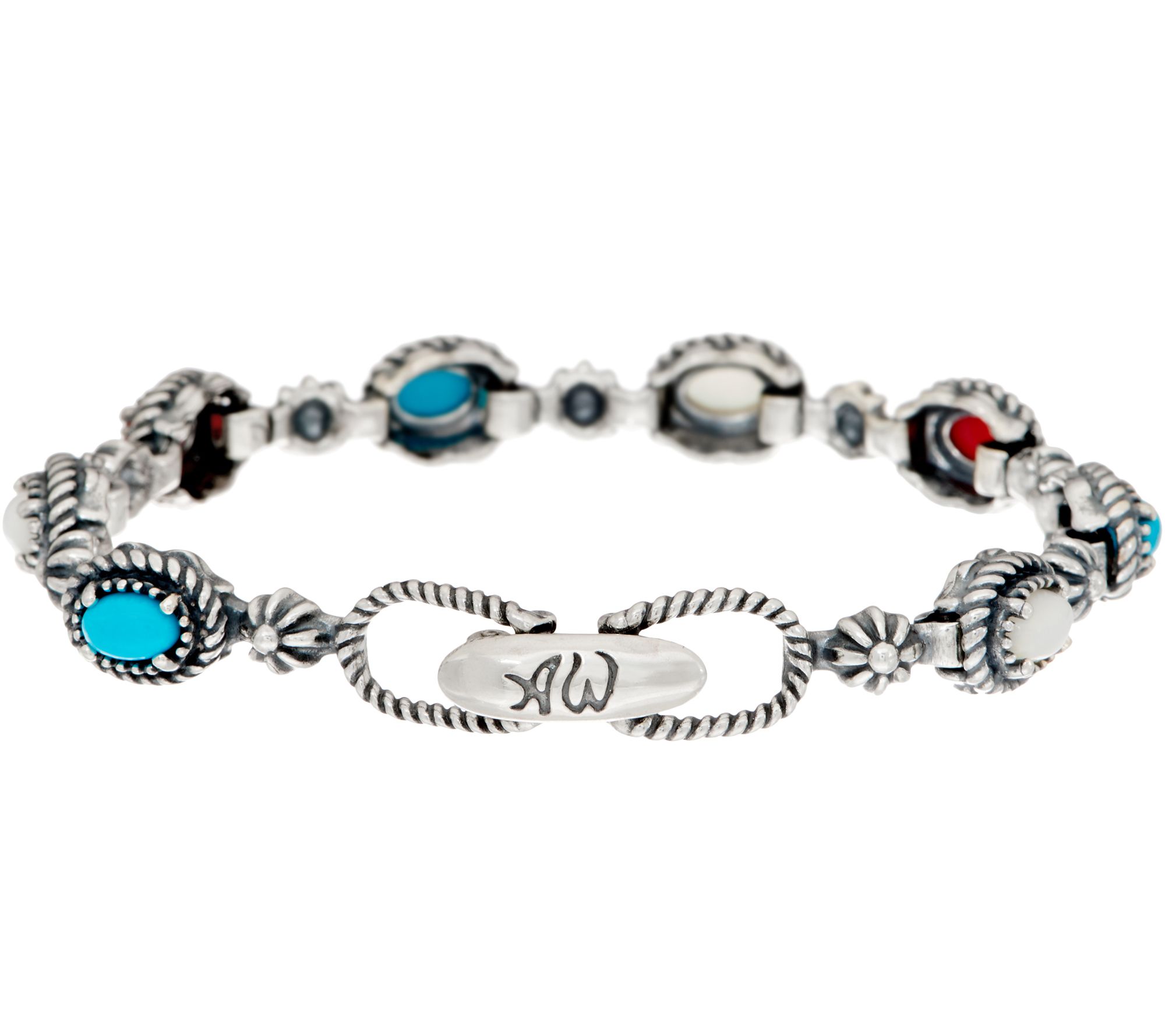 "As Is" American West Sterling Multi Gemstone Concha Tennis Bracelet ...