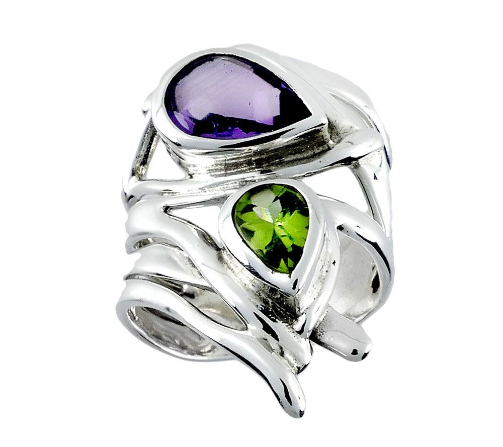 Hagit Sterling Amethyst & Peridot Ring - QVC.com