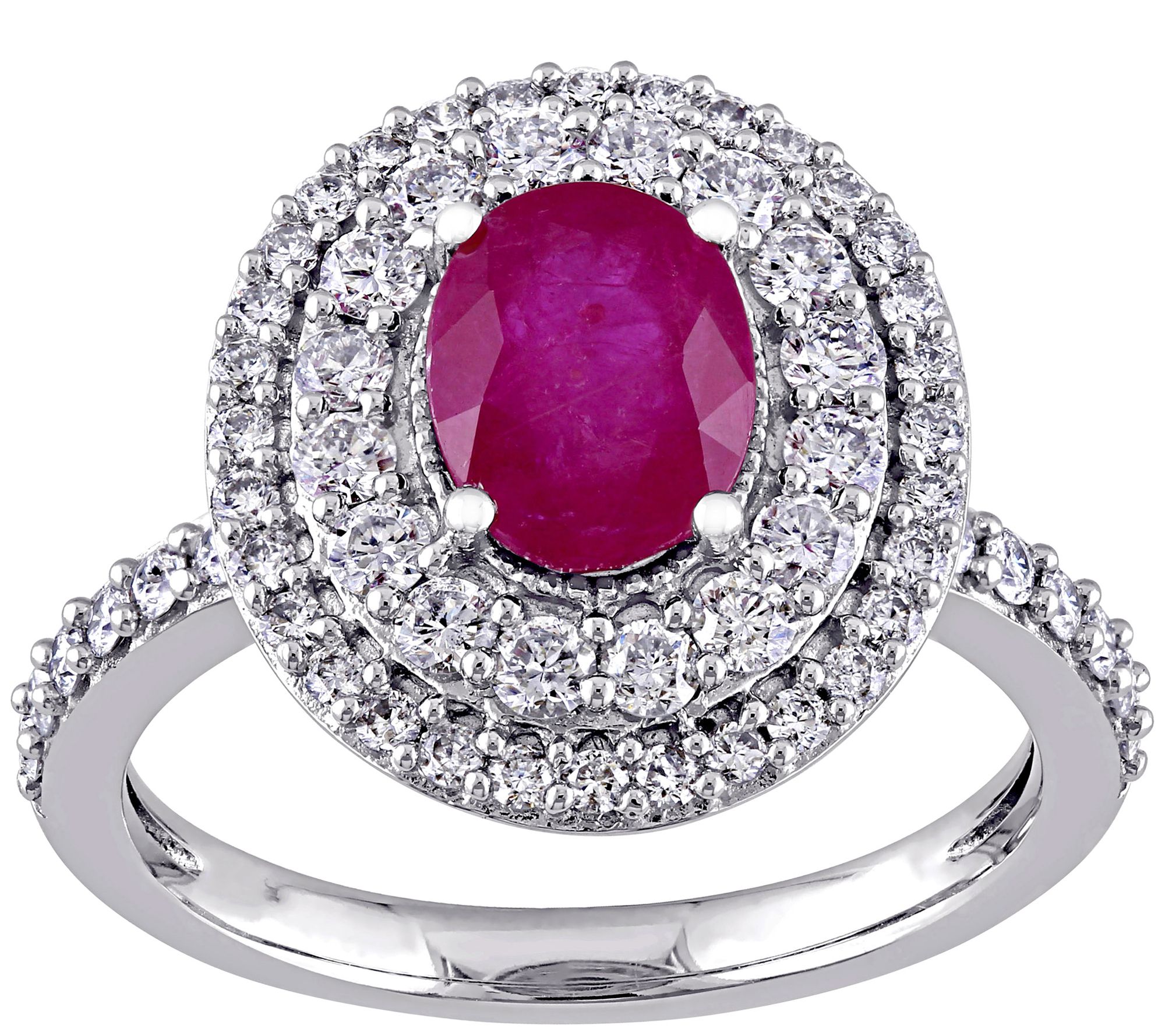 Bellini 14K Gold 1.50 cttw Oval Ruby & DiamondHalo Ring - QVC.com