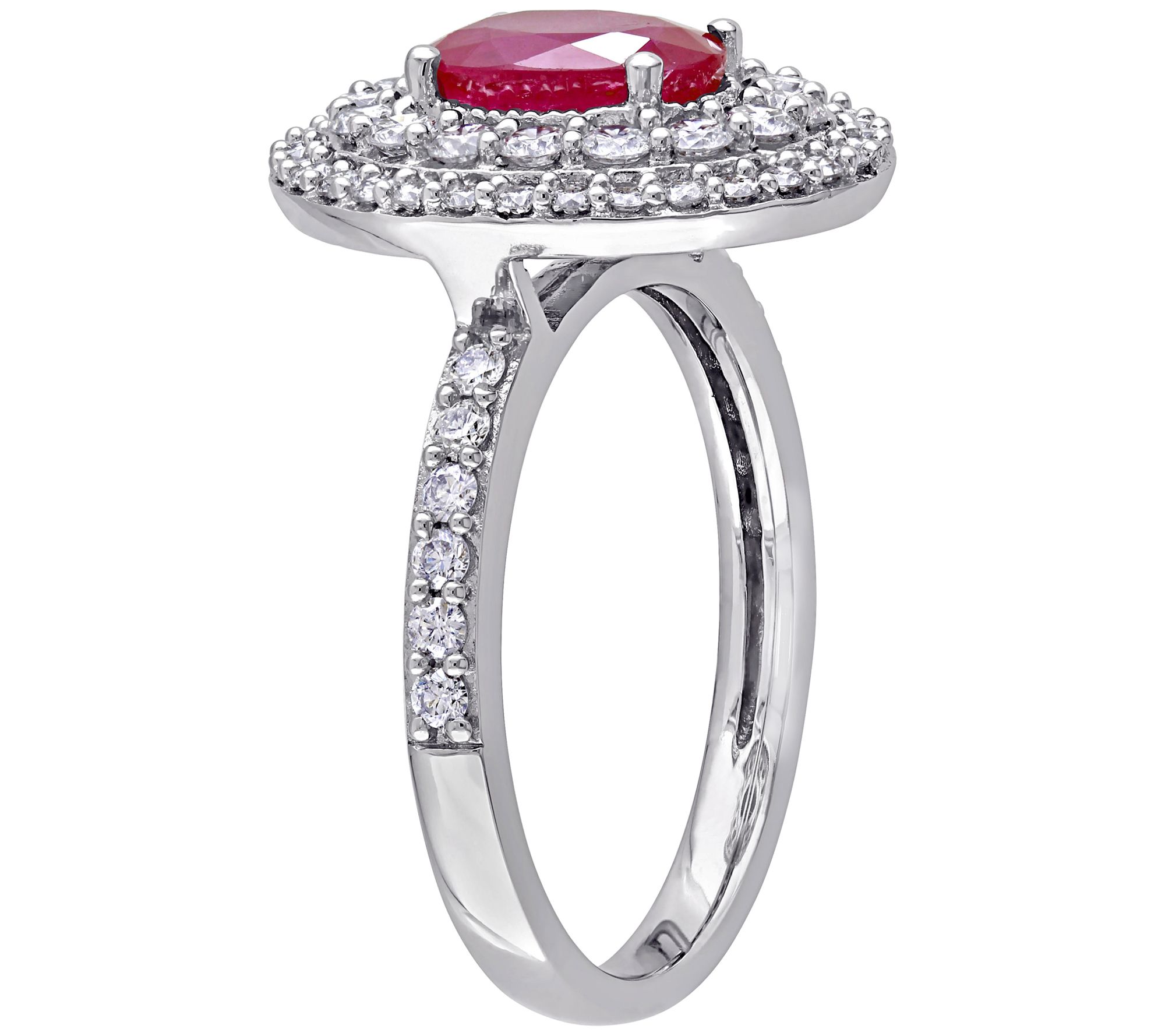Bellini 14K Gold 1.50 cttw Oval Ruby & DiamondHalo Ring - QVC.com