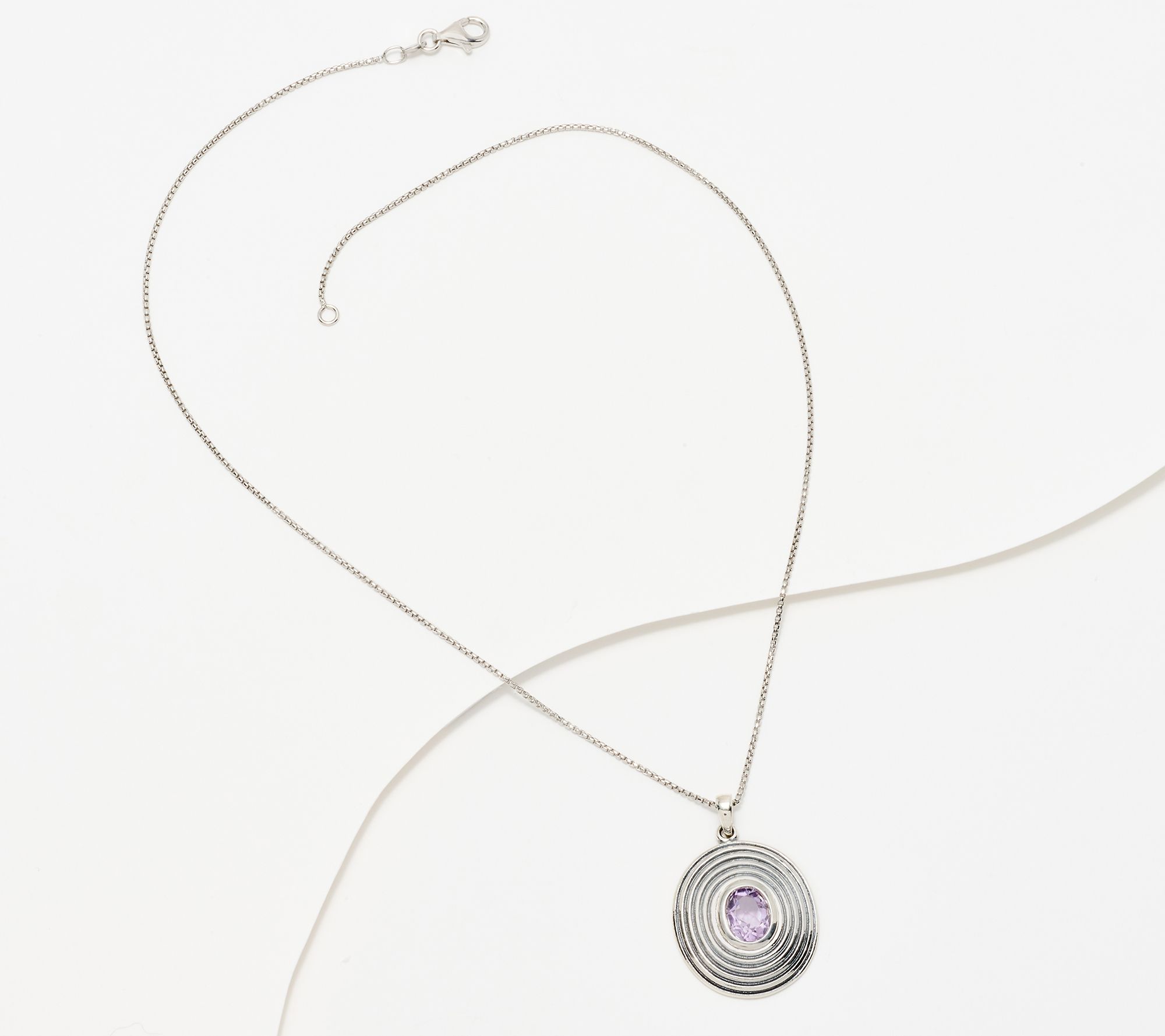 Or Paz Oval Ripple Gemstone Pendant Necklace, 18", Sterling Silver ...