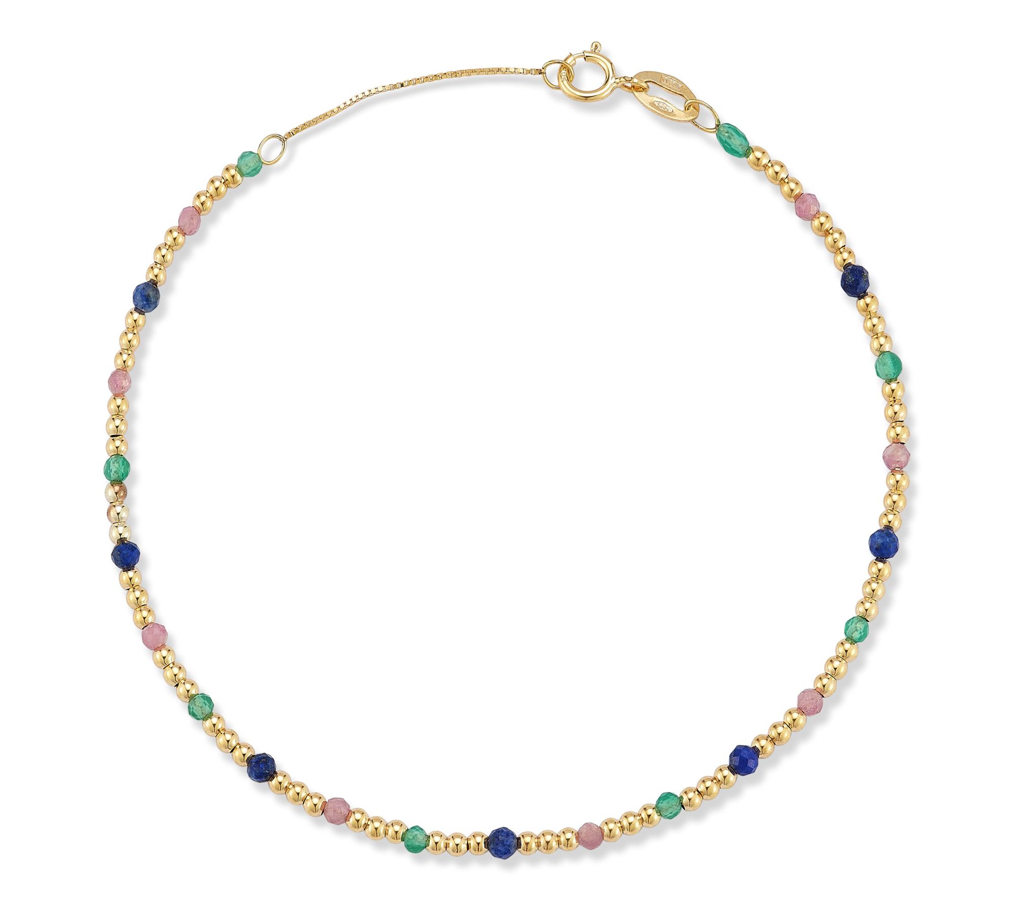 Italian Gold Multi-Gemstone Bead Bracelet, 14K - QVC.com