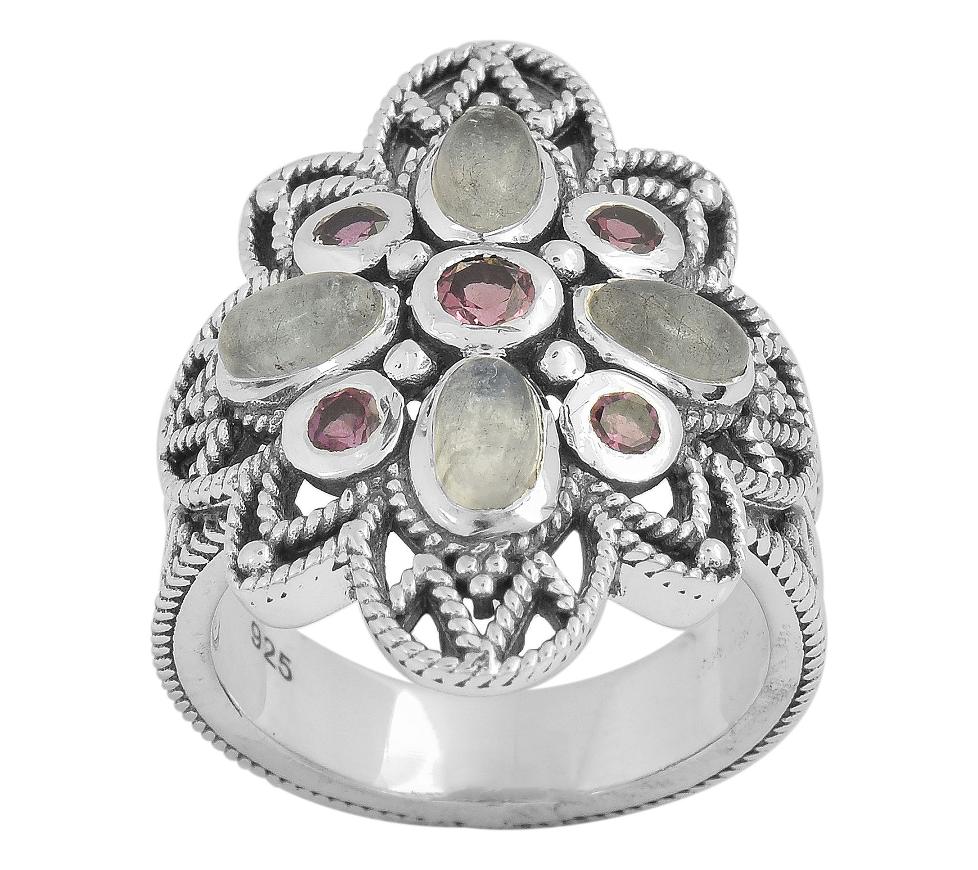 Artisan Crafted Sterling Silver Multi-GemstoneCluster Ring - QVC.com