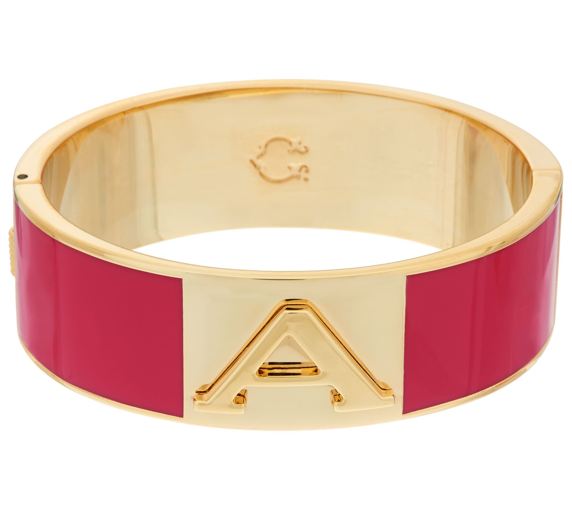 "As Is" C. Wonder Enamel Initial Oval Hinged Bangle - QVC.com