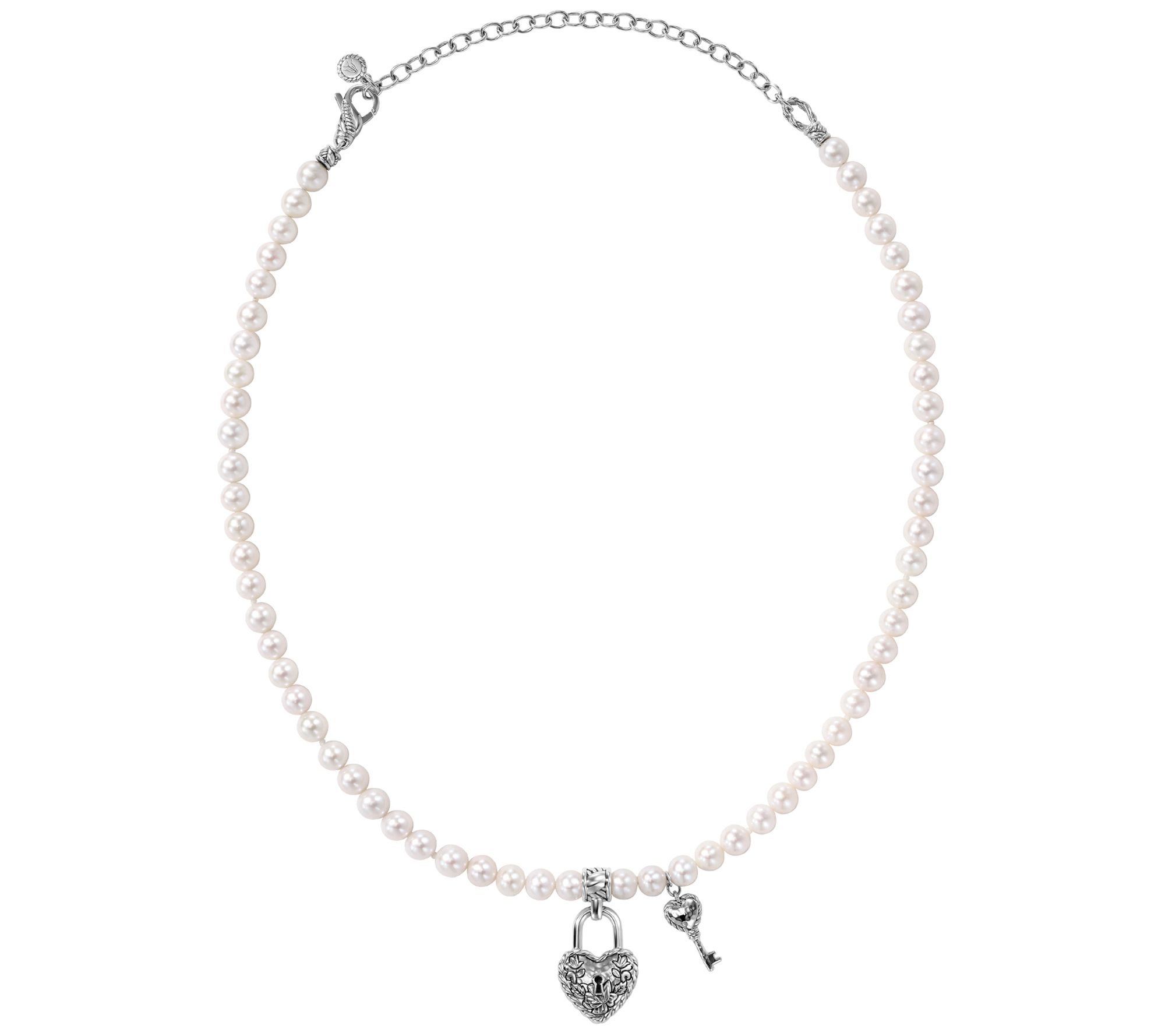 JAI Sterling Silver Cultured Pearl Love Lock Necklace - QVC.com