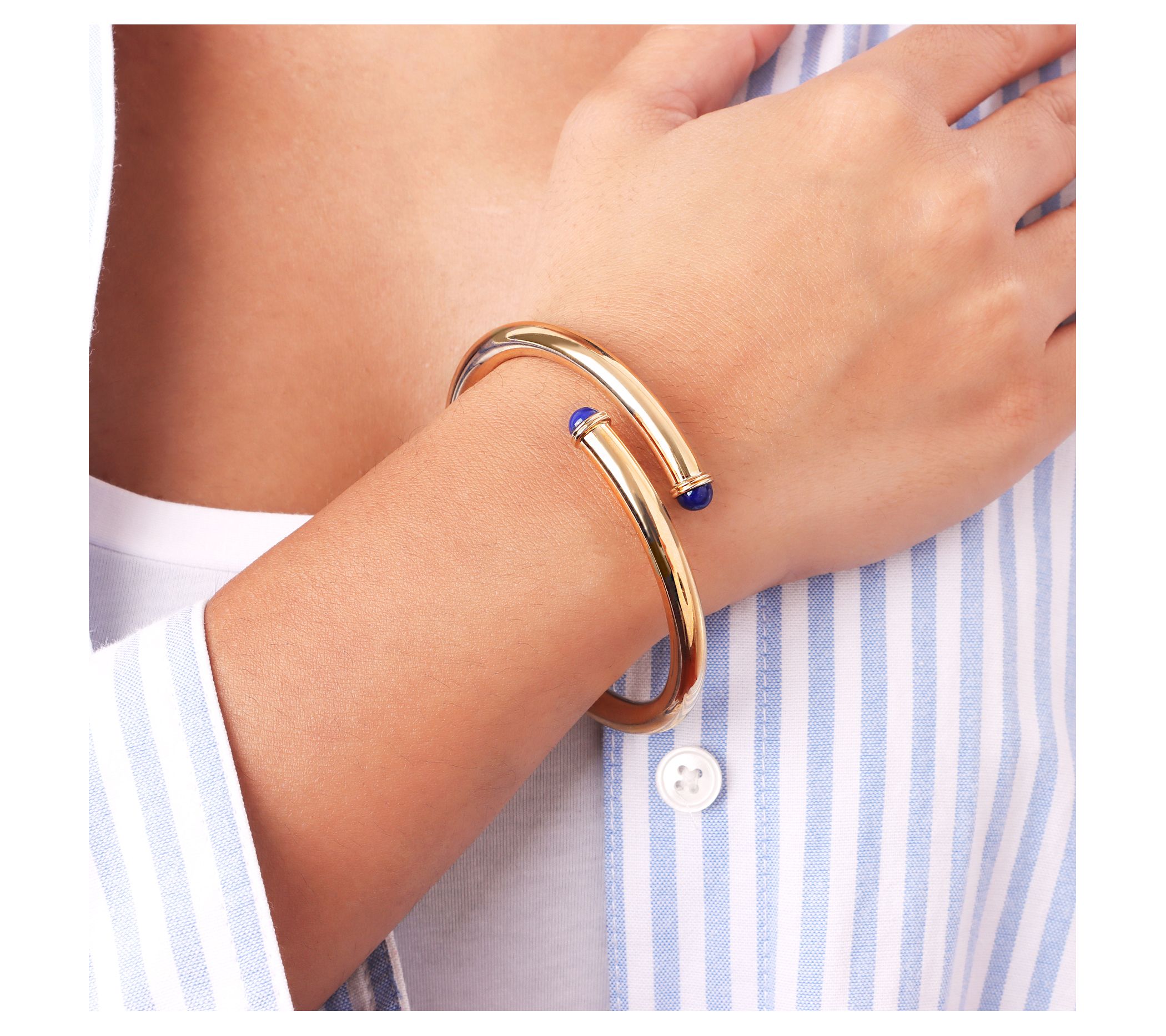 Italian Gold Gemstone Bypass Bangle, 10K - QVC.com