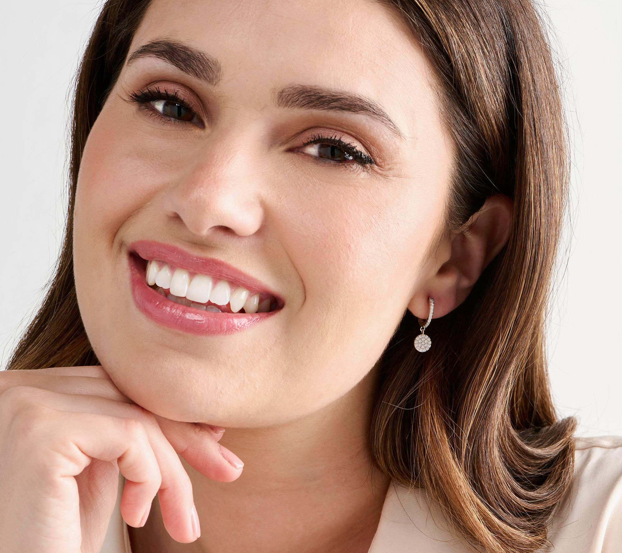 "As Is" Diamonique x Jennifer Miller Choice of Shape Pave Huggies,SS ...