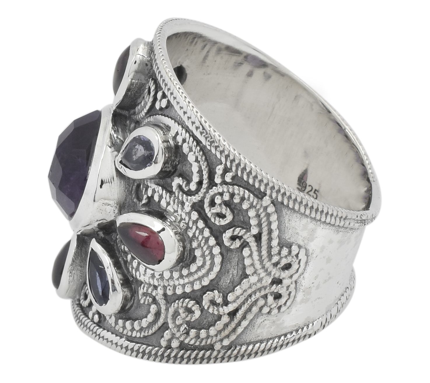 Artisan Crafted Sterling Multi-Gemstone Cigar Ring, Sterling - QVC.com