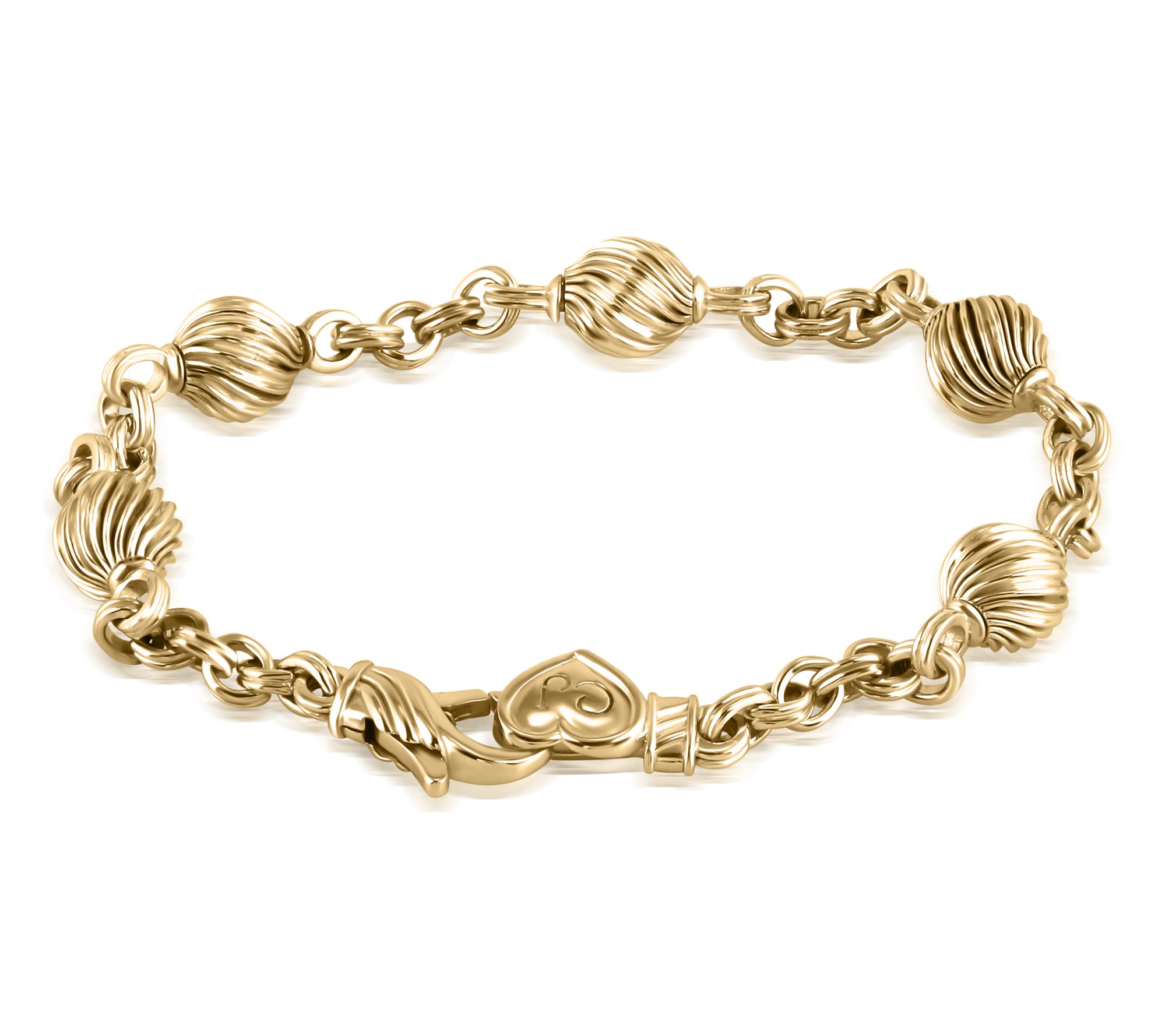 Christian James 14K Gold Clad Bead Station RoloLink Bracelet - QVC.com