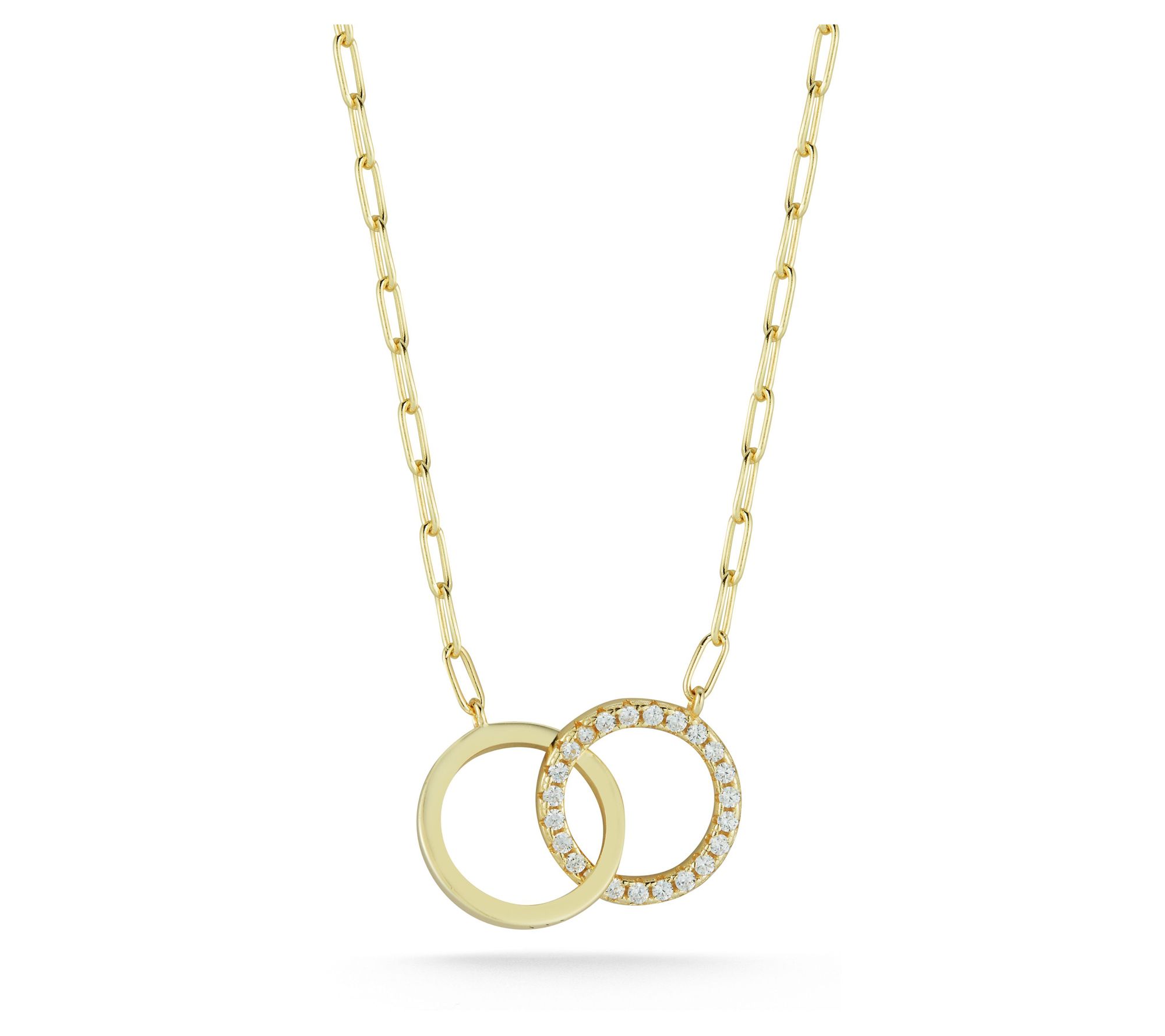 Sterlina Silver Pave Interlocking Links Necklace, Sterling - QVC.com