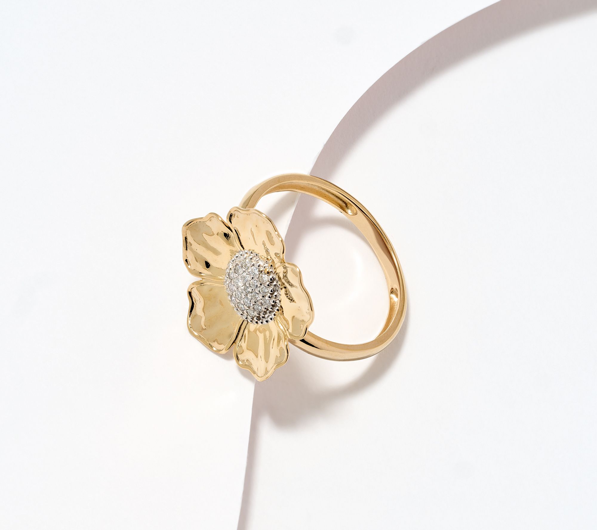 "As Is" Adi Paz Organic Flower Diamond Ring, 0.1cttw, 14K Gold - QVC.com