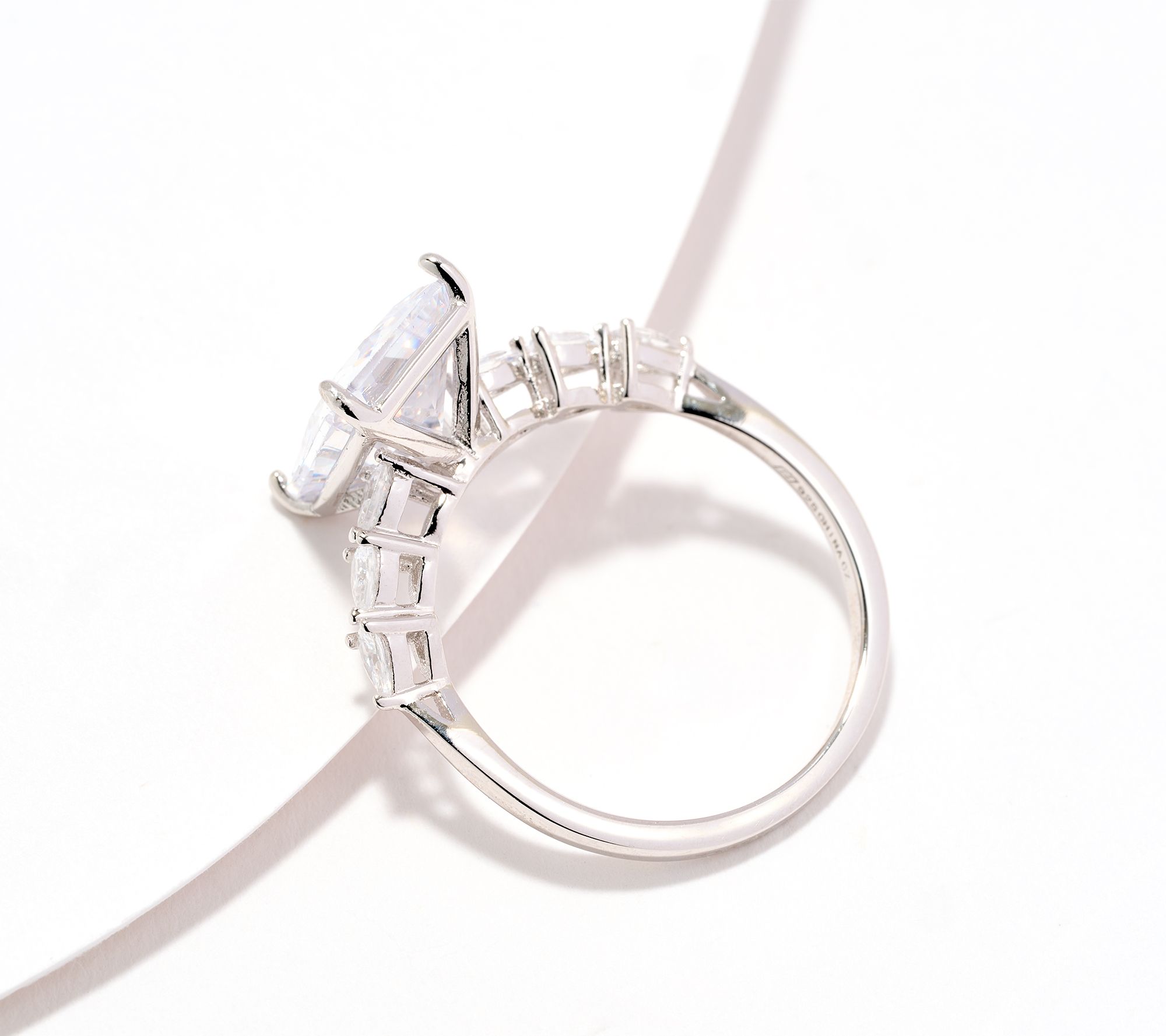 "As Is" Diamonique Choice of Cut Engagement Ring Sterling Silver - QVC.com