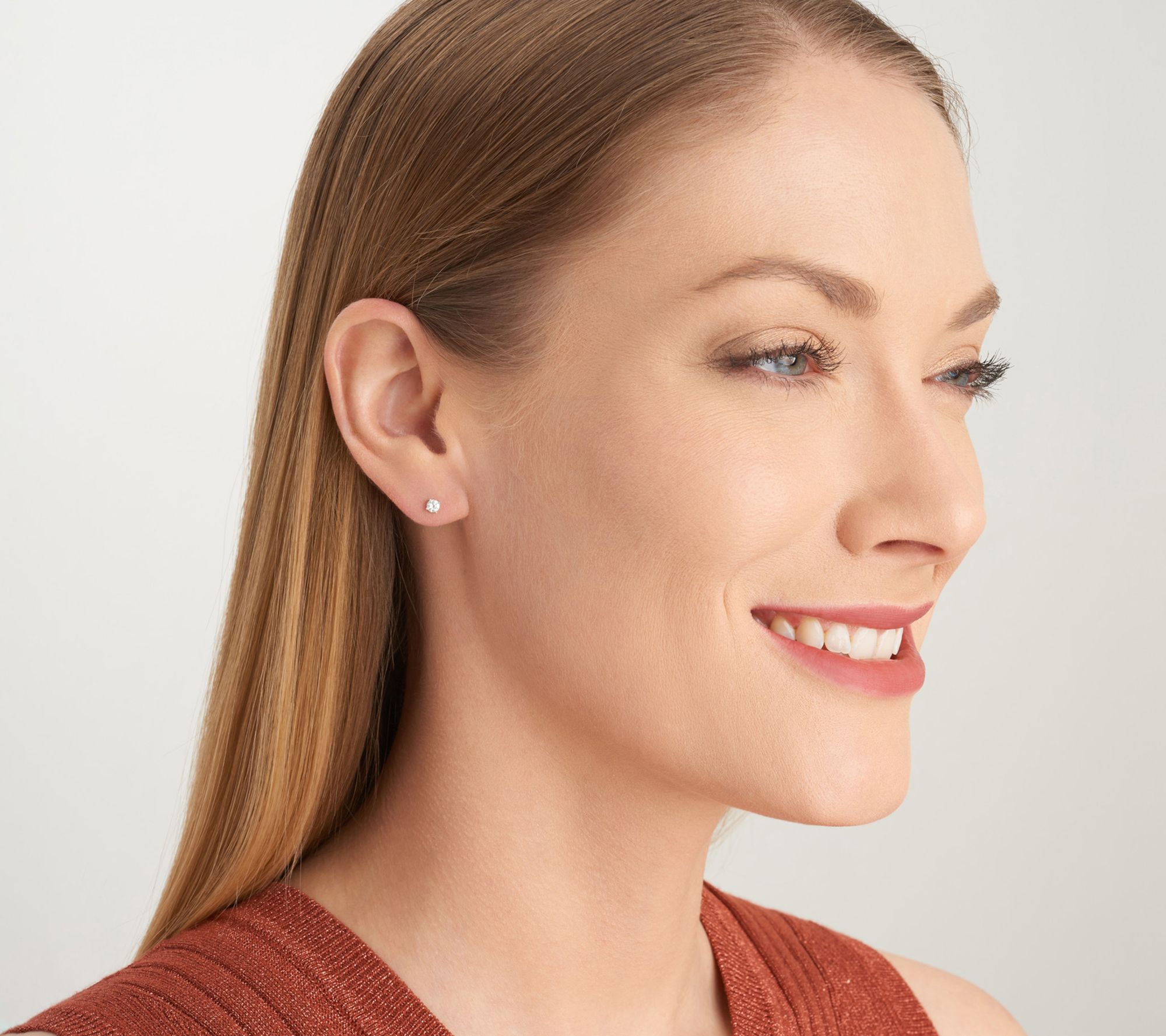 LuxLab 0.25 cttw Grown Diamond Solitaire Earrin gs, Sterling - QVC.com