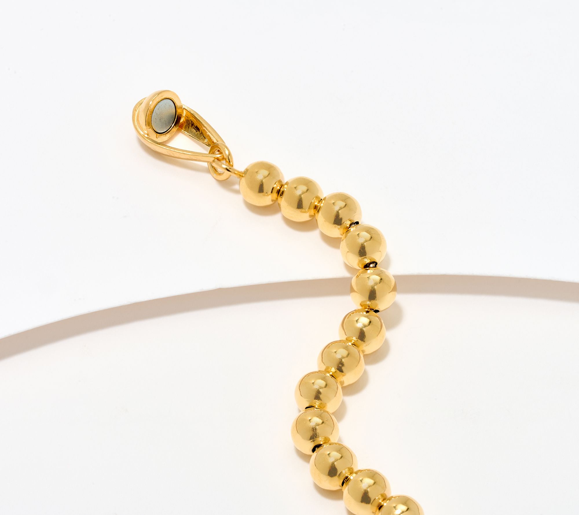 "As Is" UltraFine 950 Silver Beaded Chain Magnetic Clasp Bracelet - QVC.com