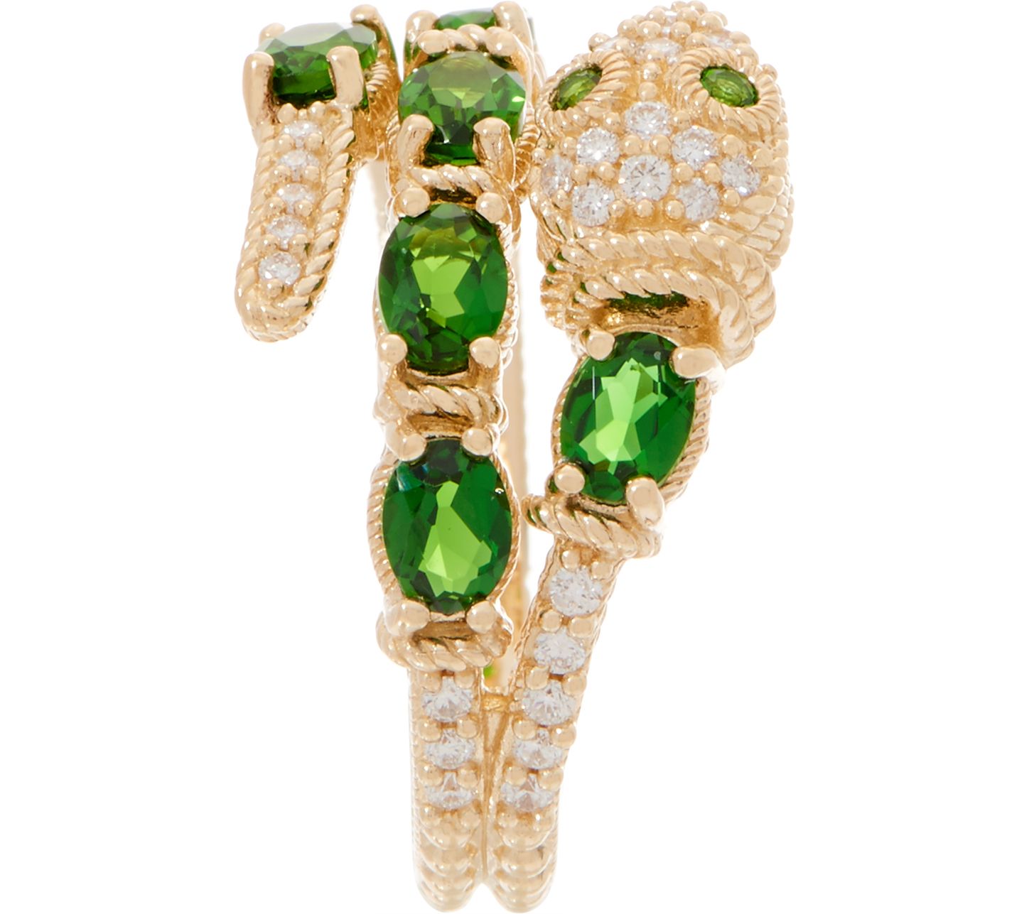 "As Is" Judith Ripka 14K 1.15 cttw Diospide & Diamond Snake Ring - QVC.com