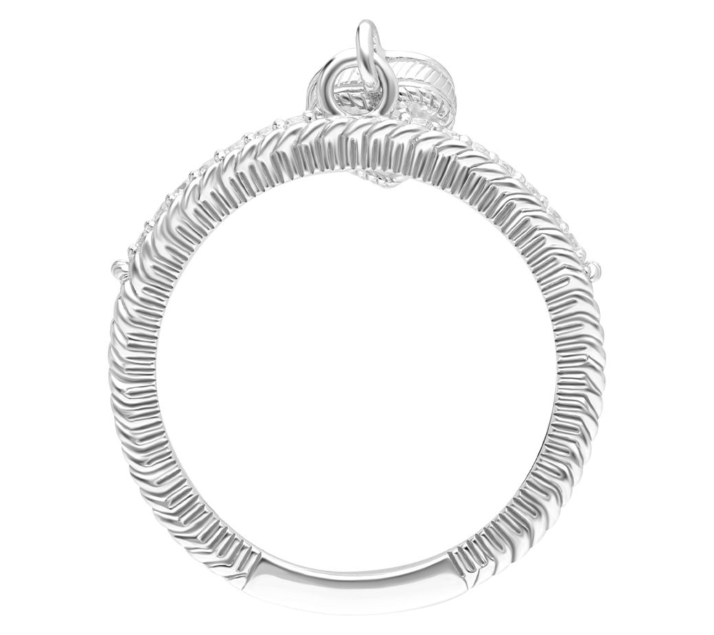 JUDITH Classic Diamonique Charm Dangle Ring, Sterling Silver - QVC.com